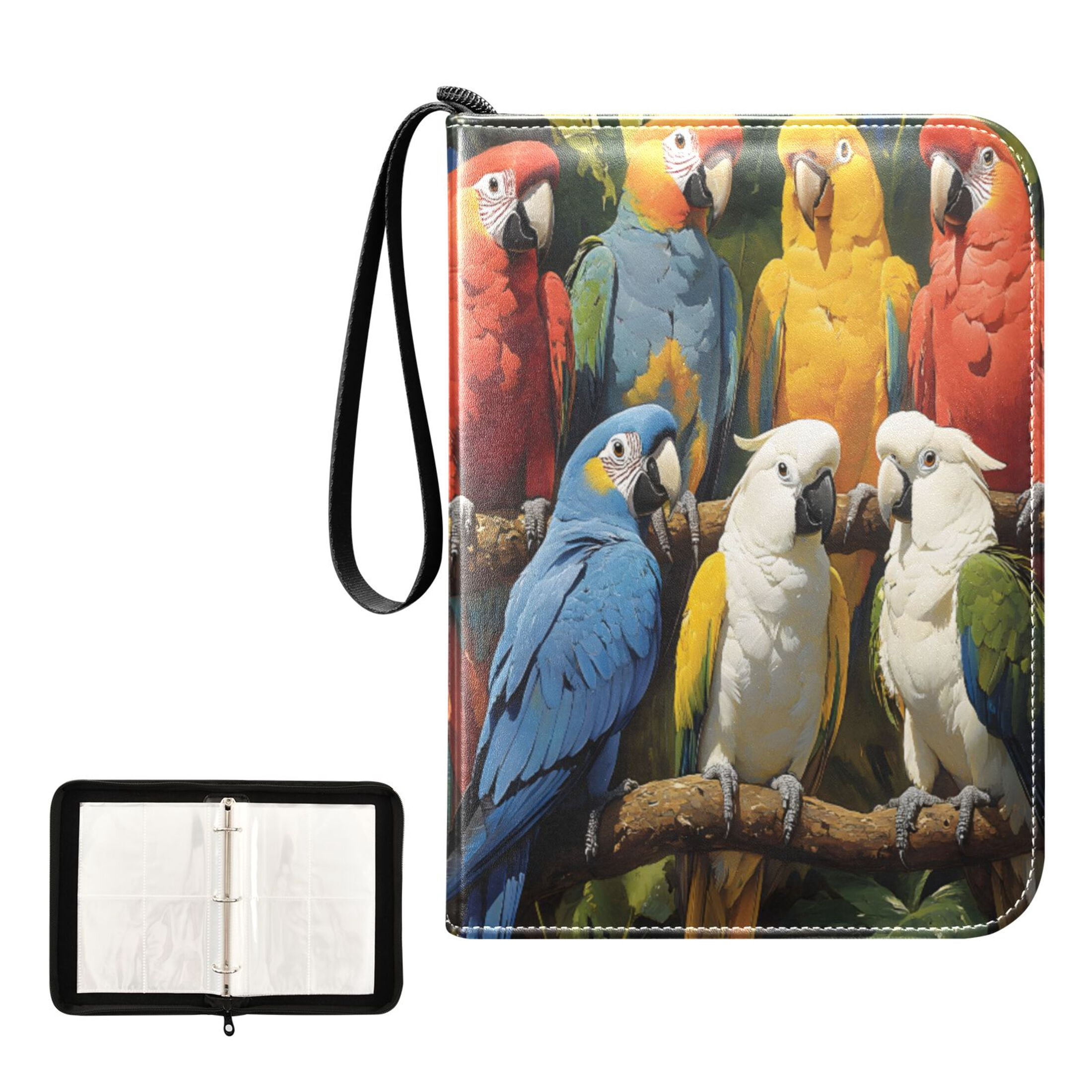 ALAZA Parrots Trading Card Binder 4 Pocket Cards Collection Album 400 ...