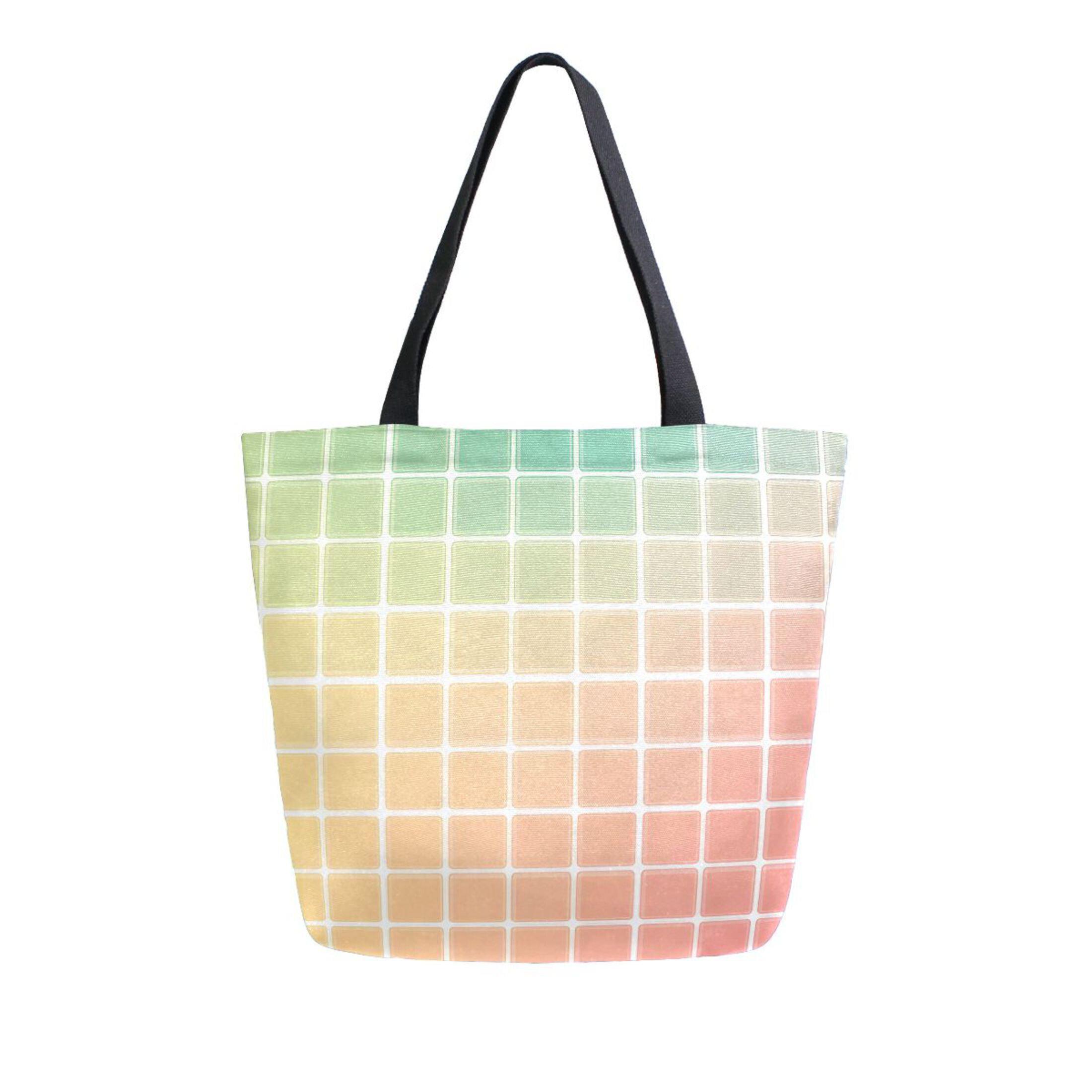 ALAZA Pattern Gradient Squares Large Shoulder Tote Bag Canvas Handbag ...