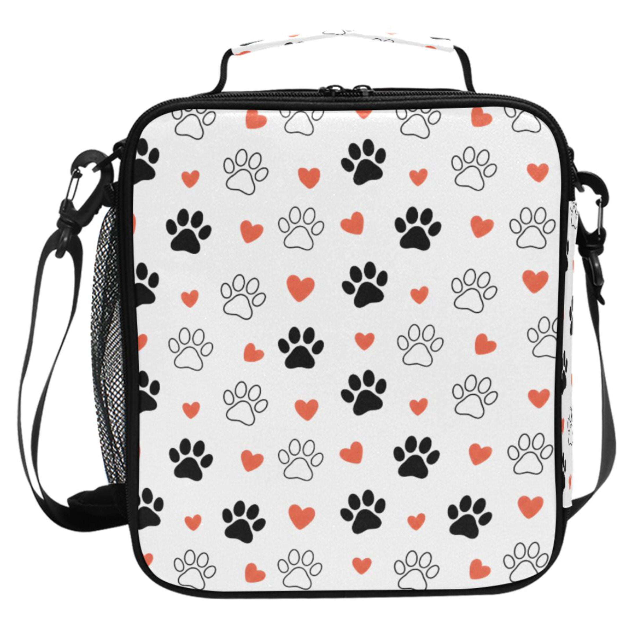 ALAZA Paws Hearts Lunch Box Insulated Cooler Lunch Bag with Shoulder ...