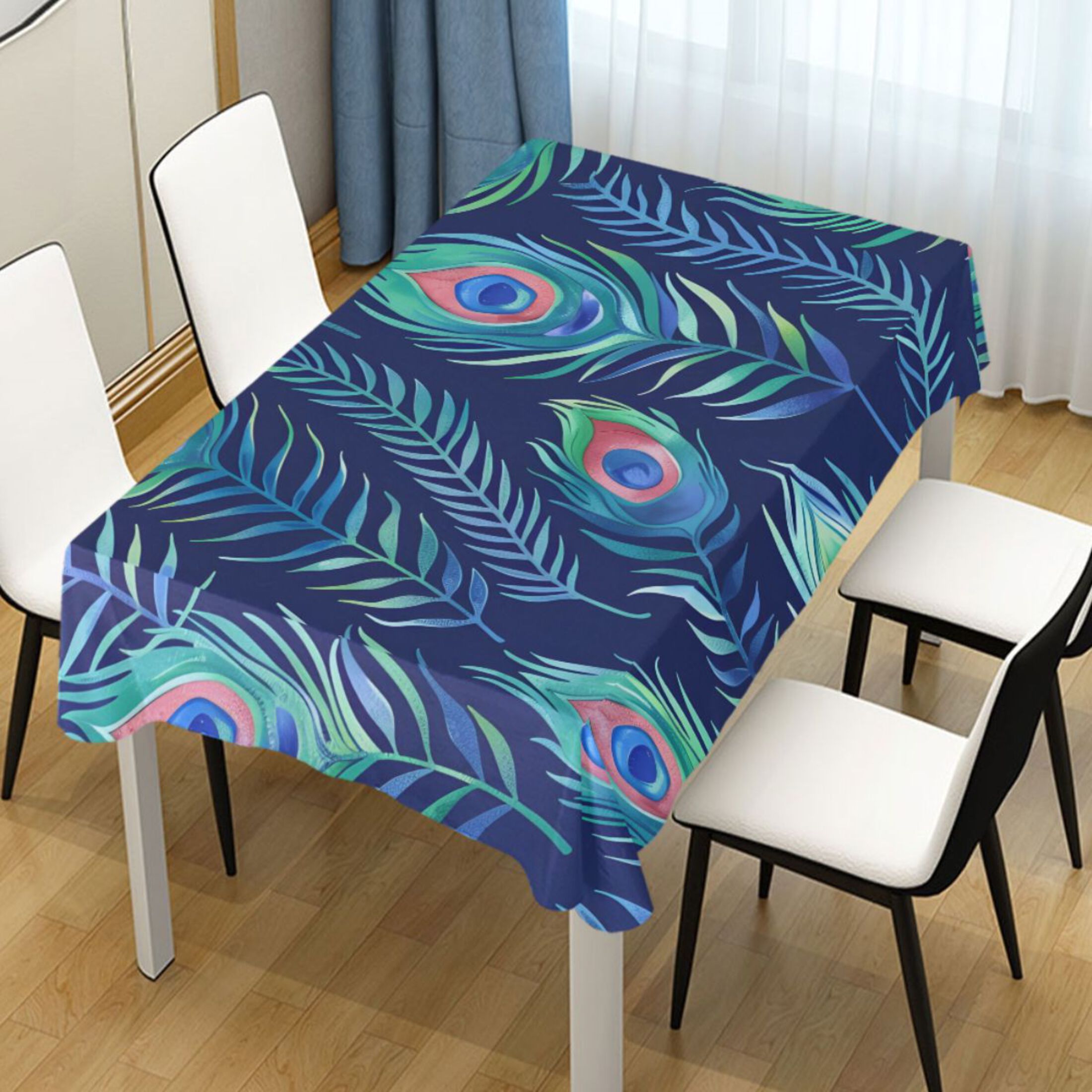 ALAZA Peacock Feathers Artistic Rectangle Tablecloth Tablecover Dinning ...