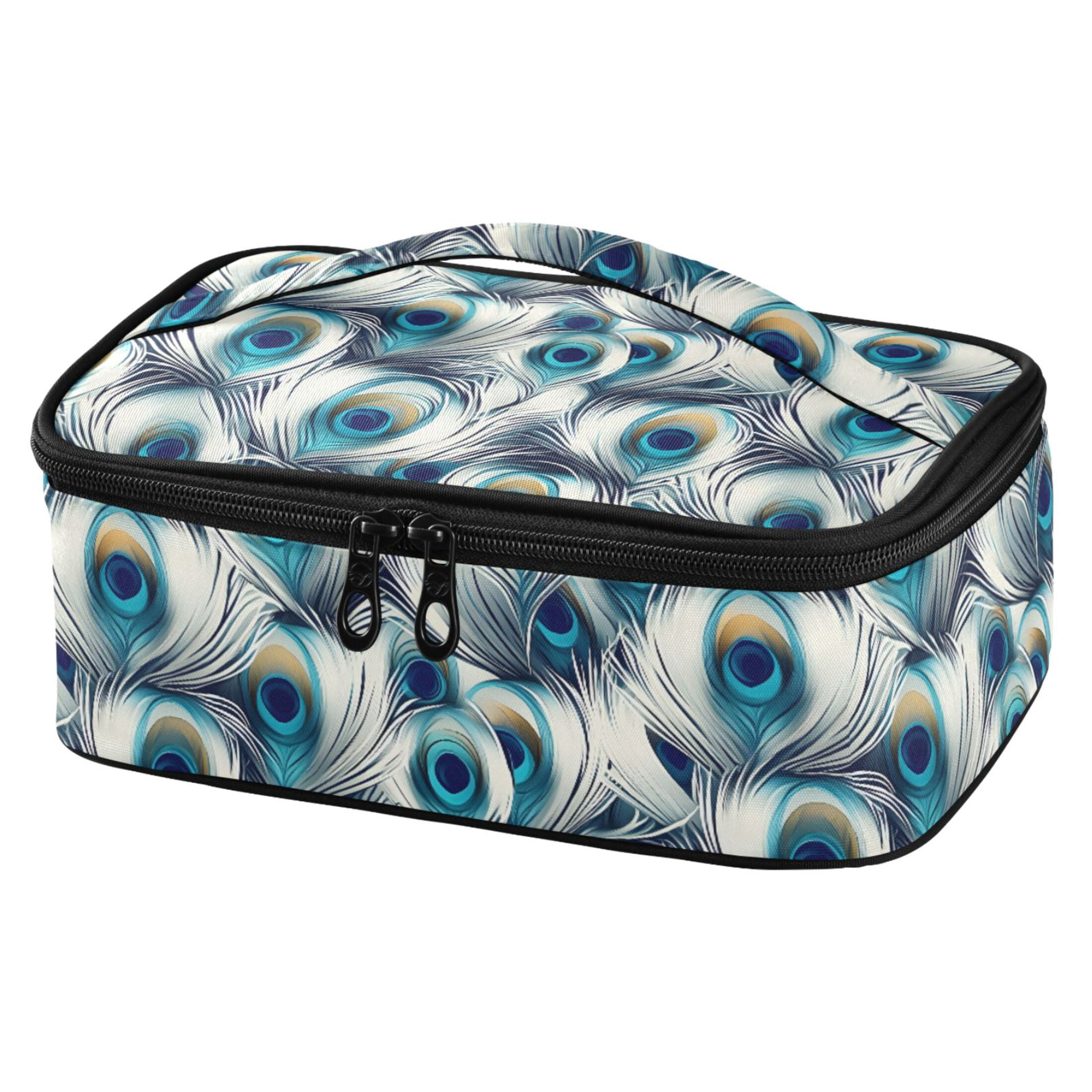ALAZA Peacock Feathers-s1 Lunch Box Insulated Cooler Tote Bag Reusable ...