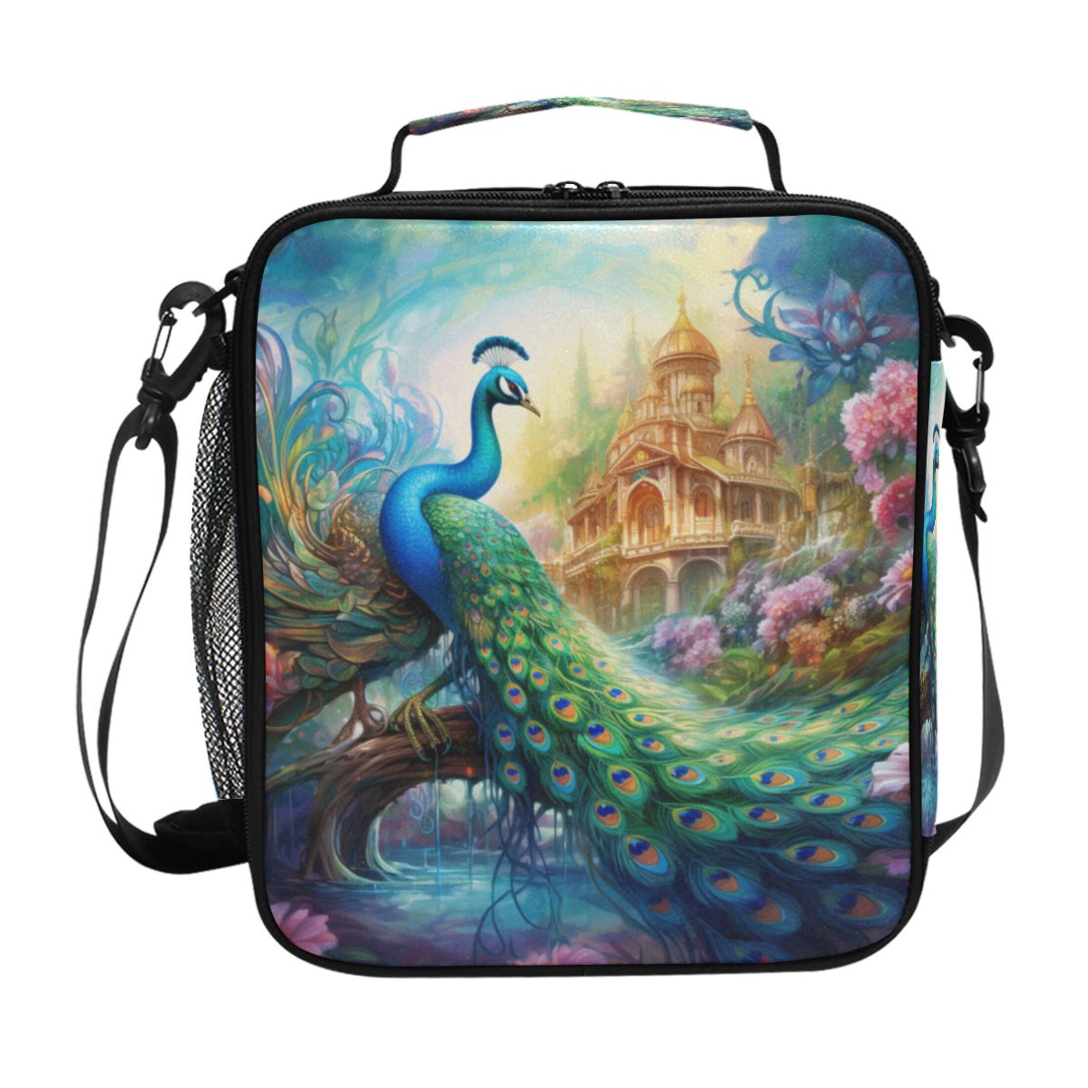 ALAZA Peacock in Forest Lunch Box Insulated Lunch Bag Reusable Thermal ...