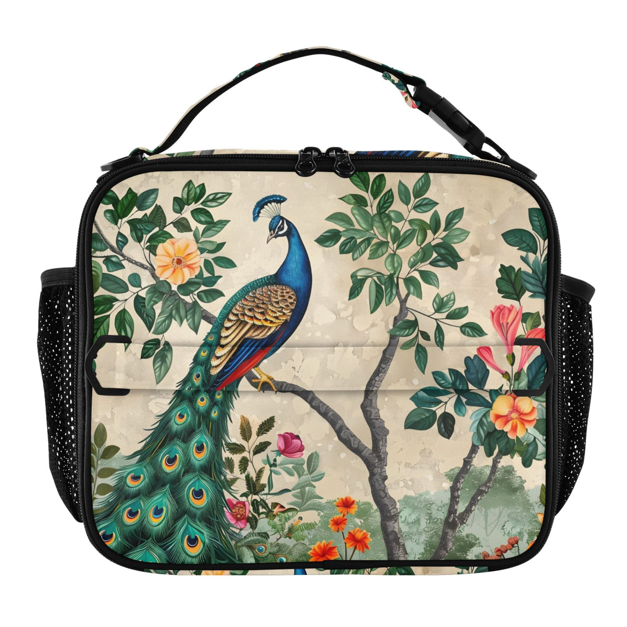 ALAZA Peacock on Tree Lunch Box Insulated Lunch Bag Cooler Tote with ...