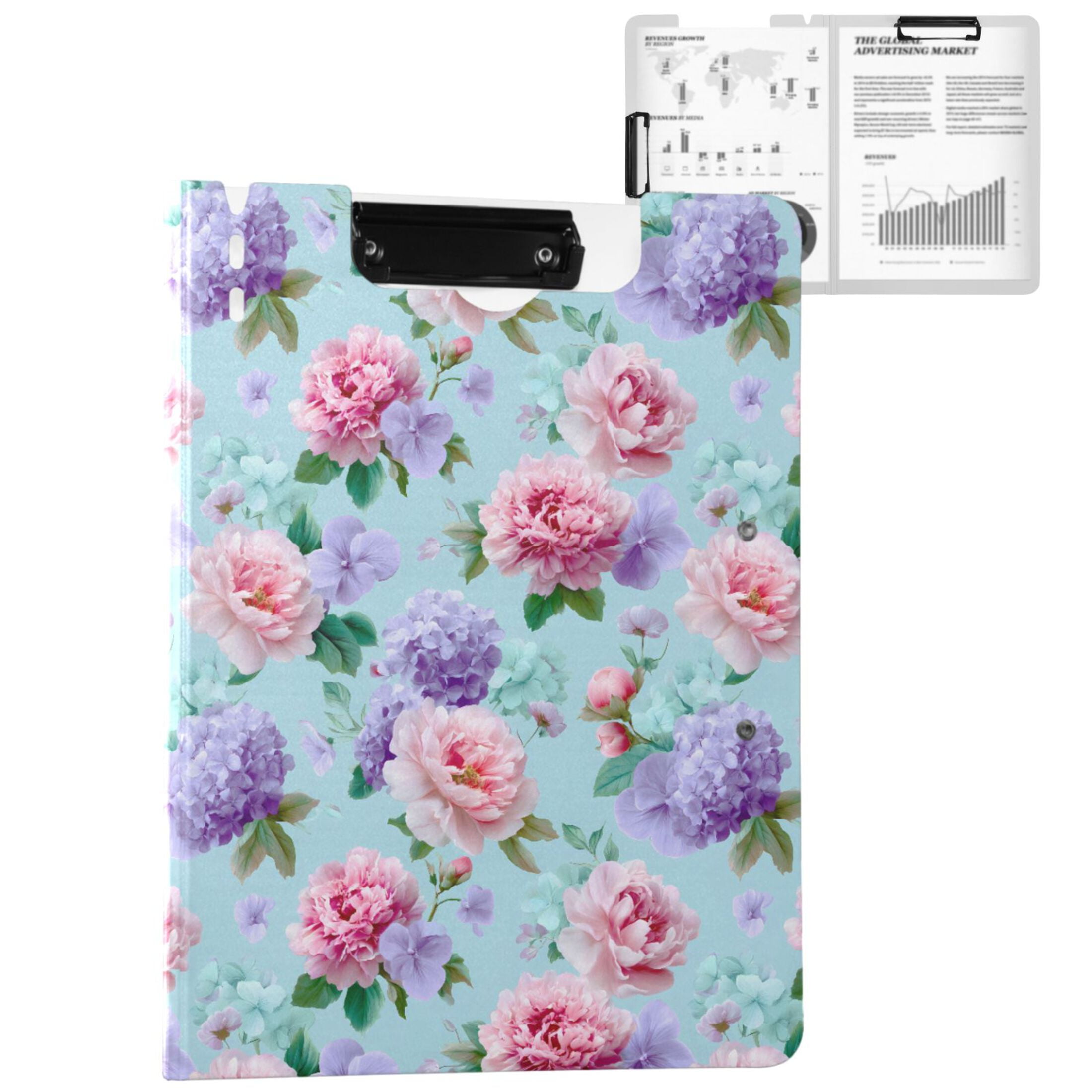 ALAZA Peony Flower Hydrangea A4 Foldable Clipboard 360 Degree Folder ...