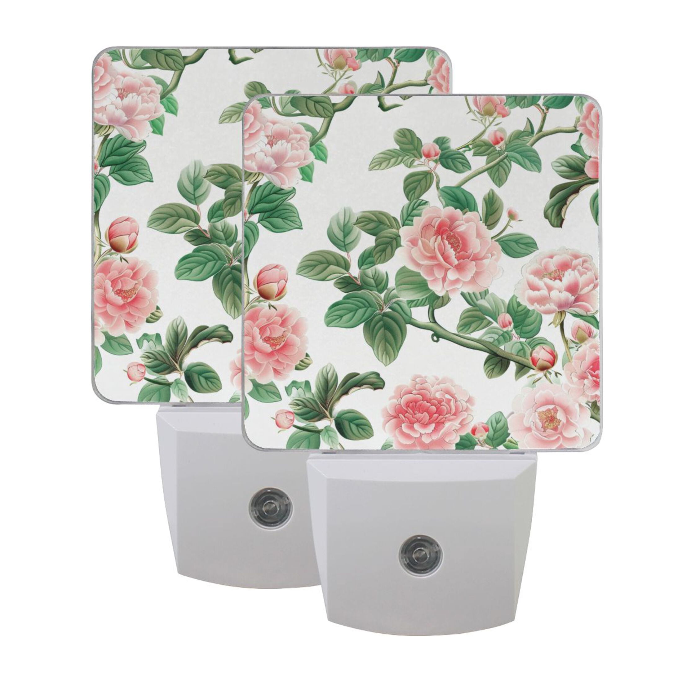 ALAZA Peony Flowers with Leaves Night Lights 2 Pack Plug-in Wall LED ...