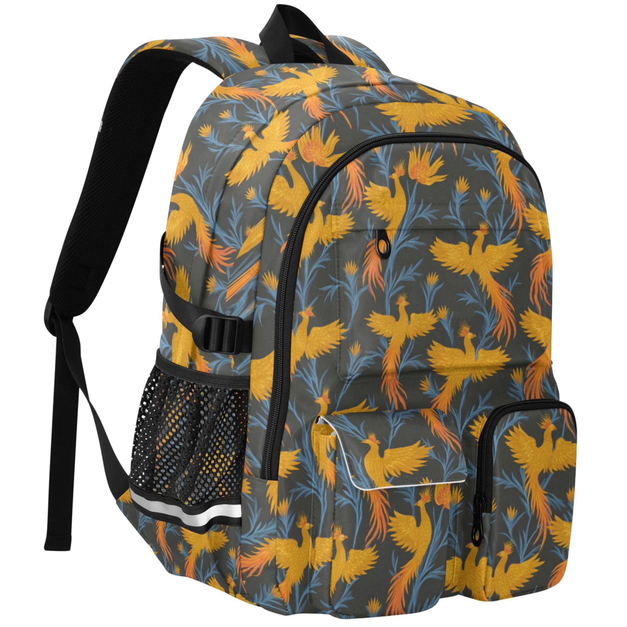 ALAZA Phoenix Yellow Print Student Backpack School Bookbag Large Laptop ...