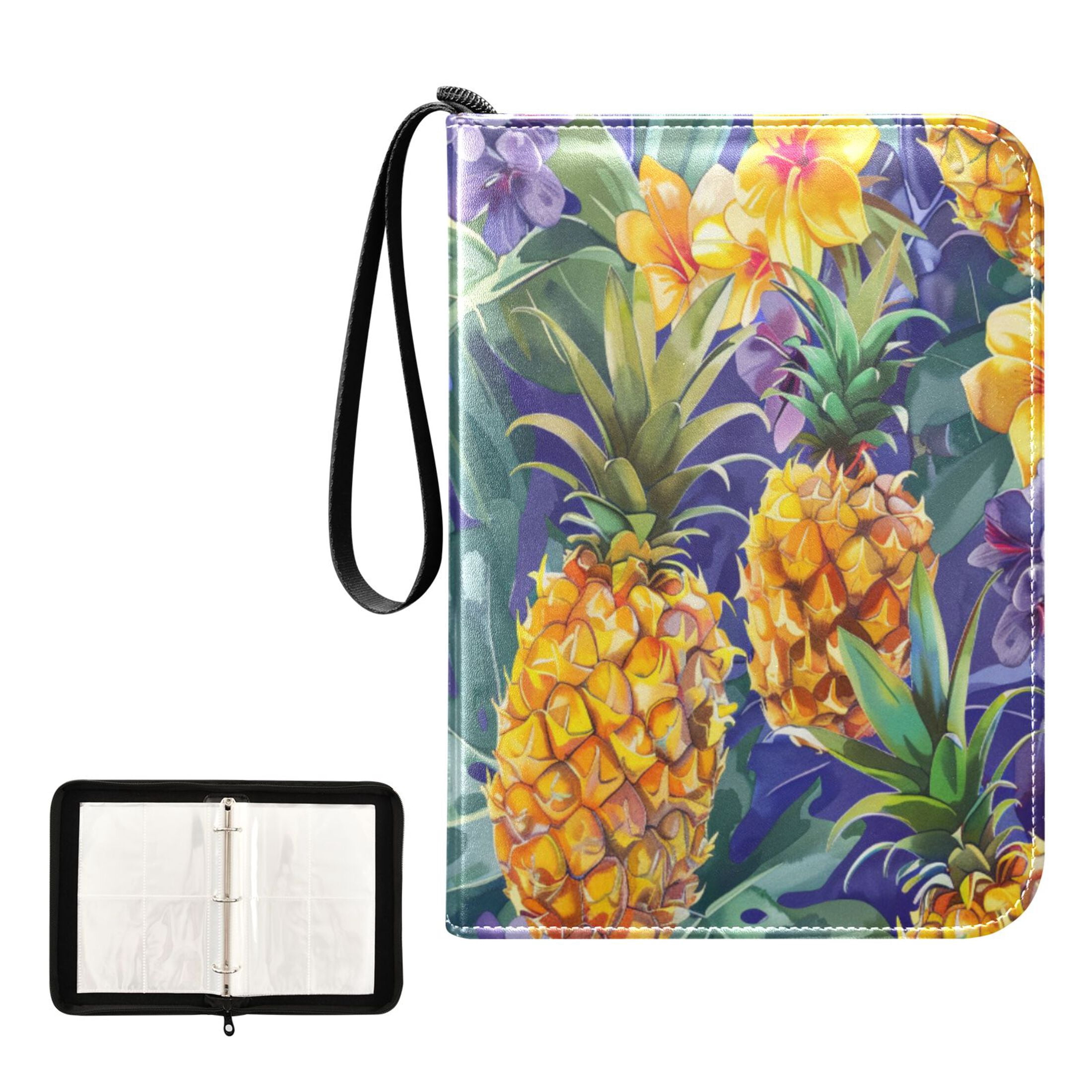 ALAZA Pineapple Tropical Flowers Trading Card Binder 4 Pocket Cards ...