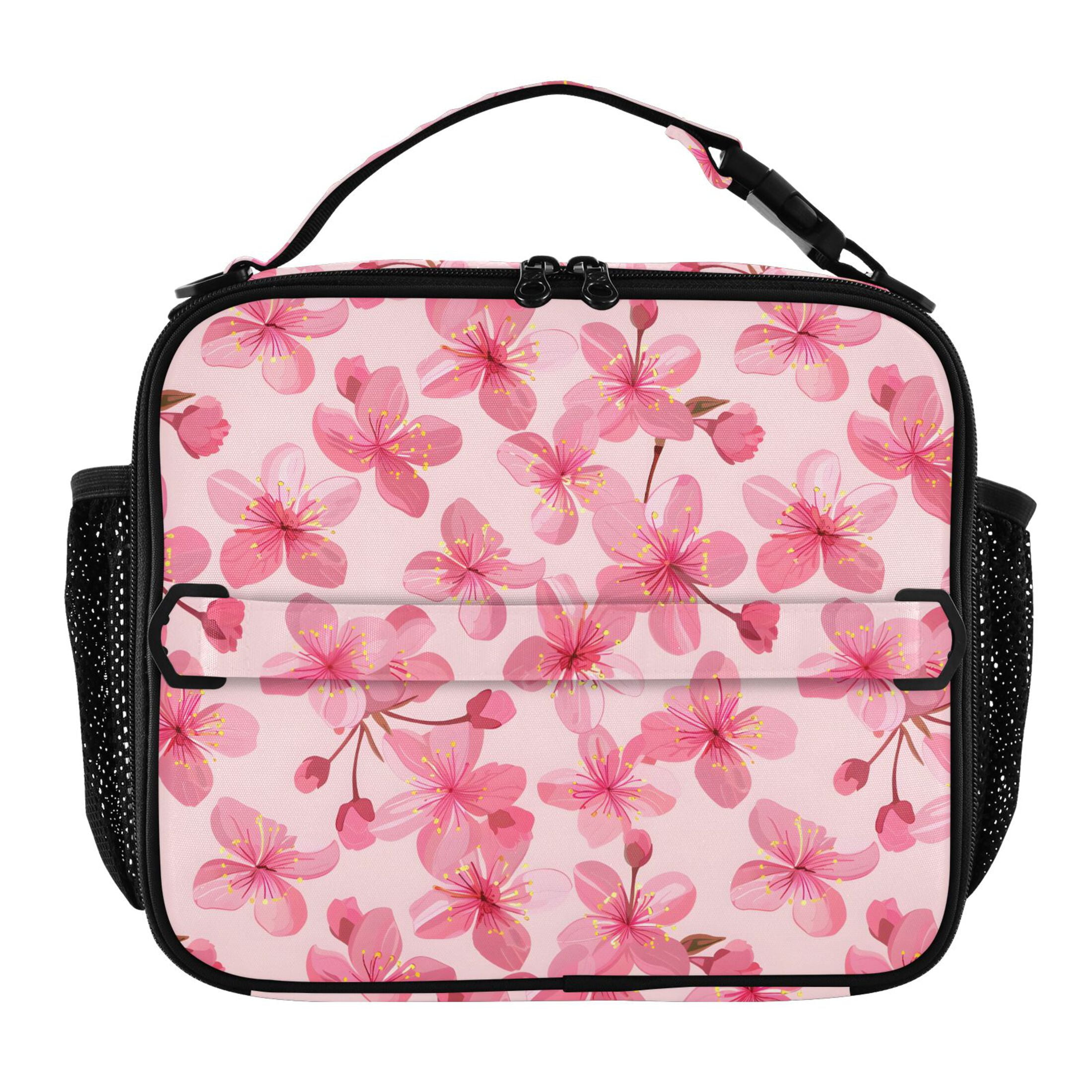 ALAZA Pink Cherry Blossoms Flower Lunch Box Insulated Lunch Bag Cooler ...