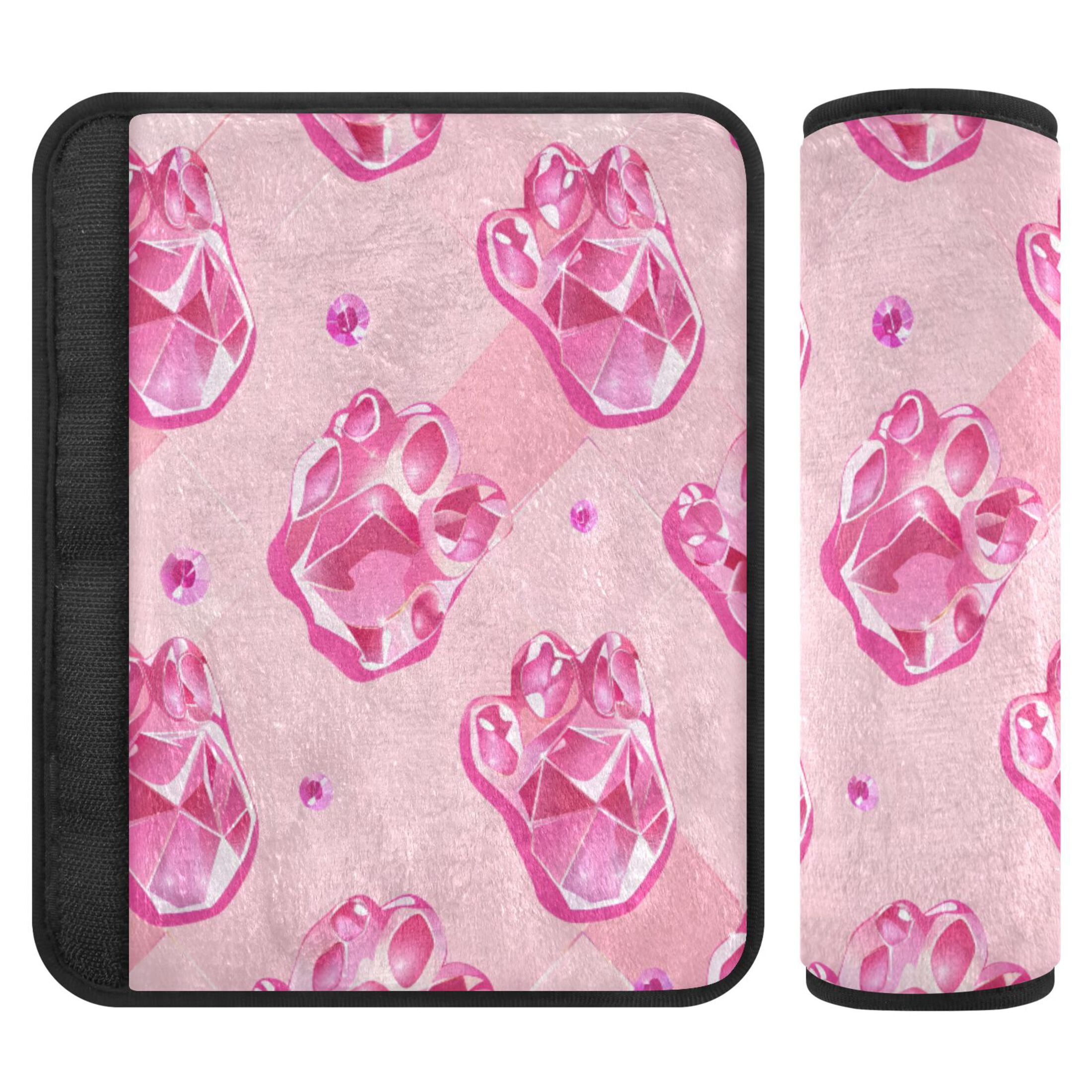 ALAZA Pink Cute Print Car Seat Belt Adjuster Neck Covers Shoulder ...