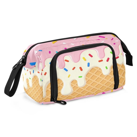 ALAZA Pink Ice Cream Waffle Pencil Pouch Big Capacity Pencil Case ...