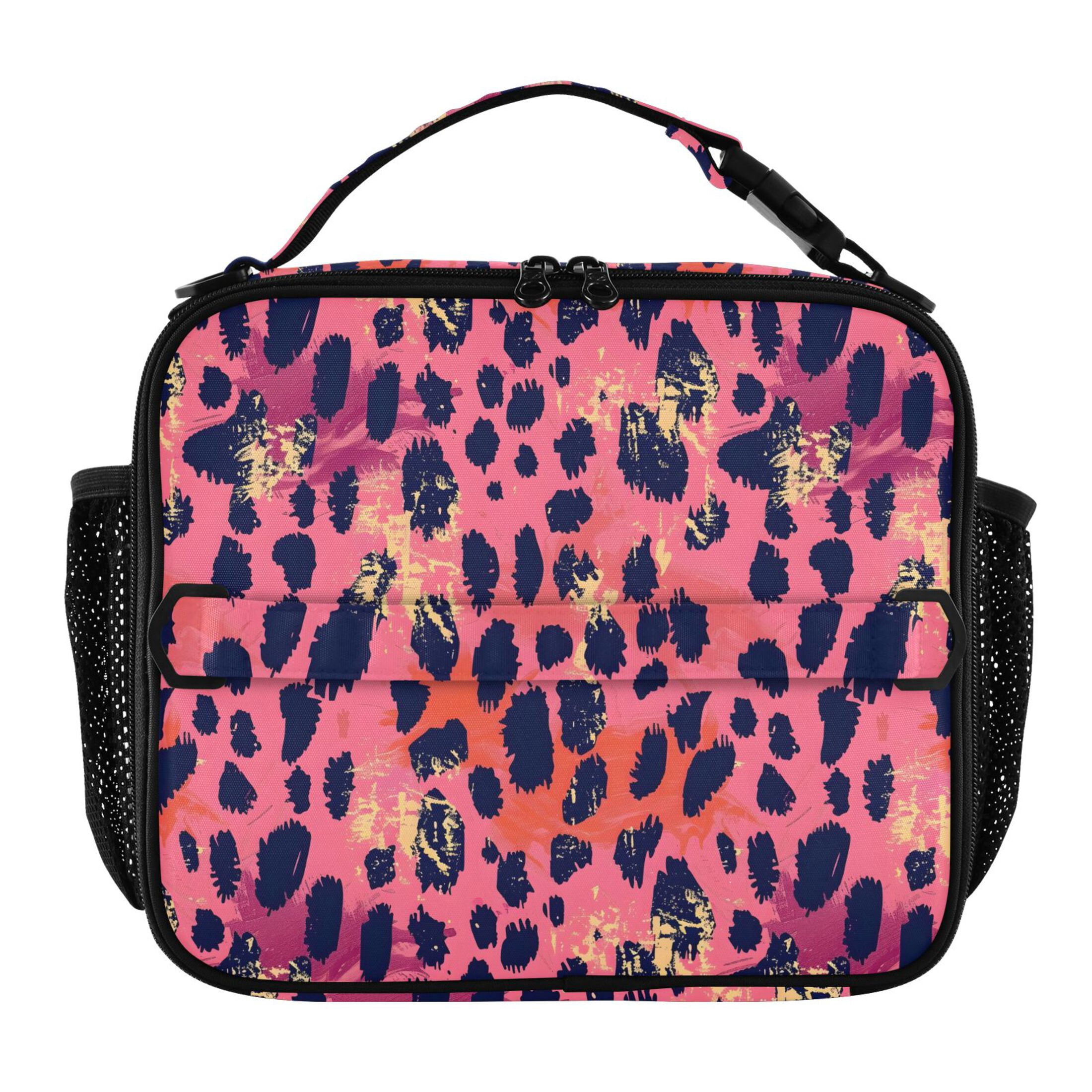 ALAZA Pink Leopard Print Lunch Box Insulated Lunch Bag Cooler Tote with ...