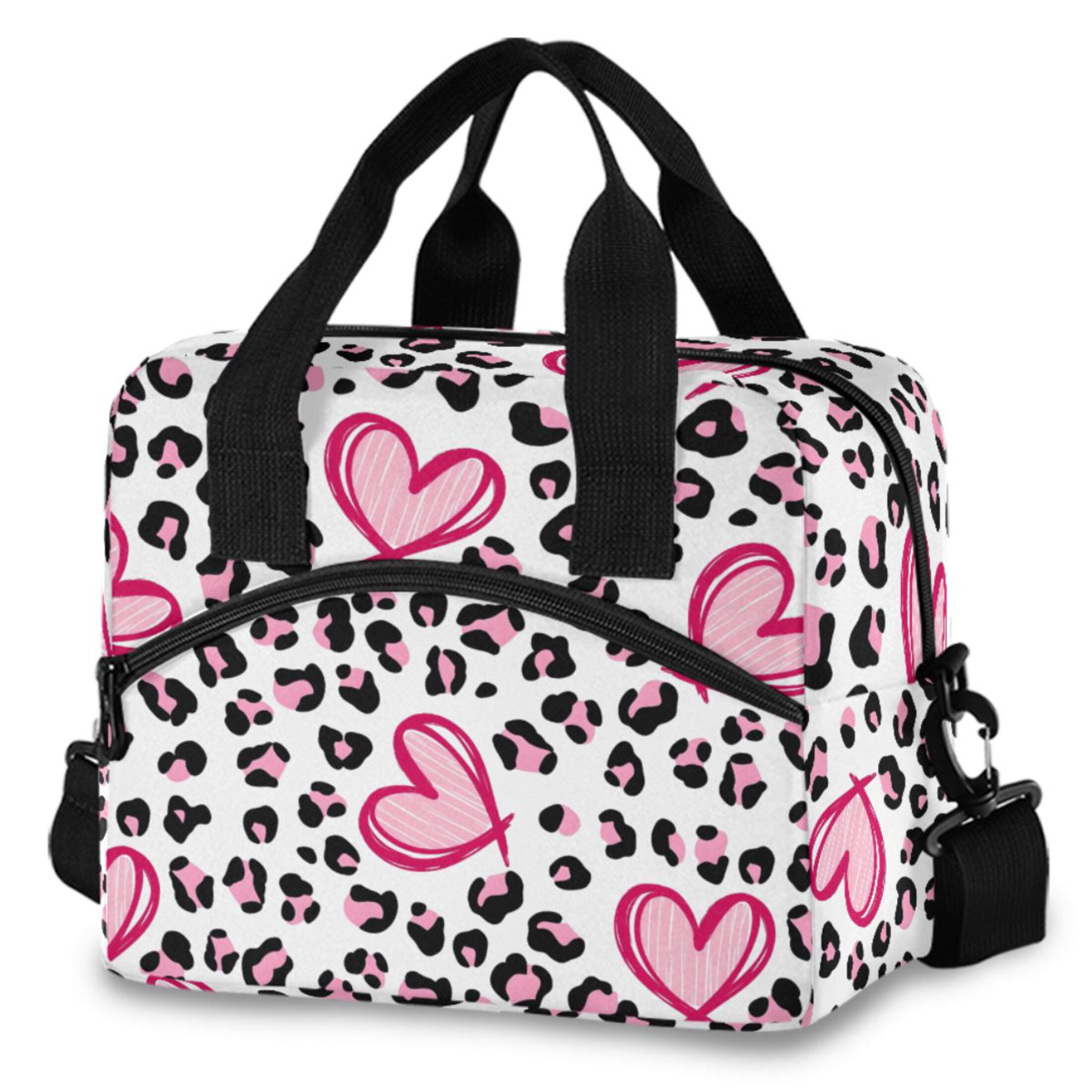 ALAZA Pink Leopards Hearts Insulated Lunch Box Large Reusable Cooler ...