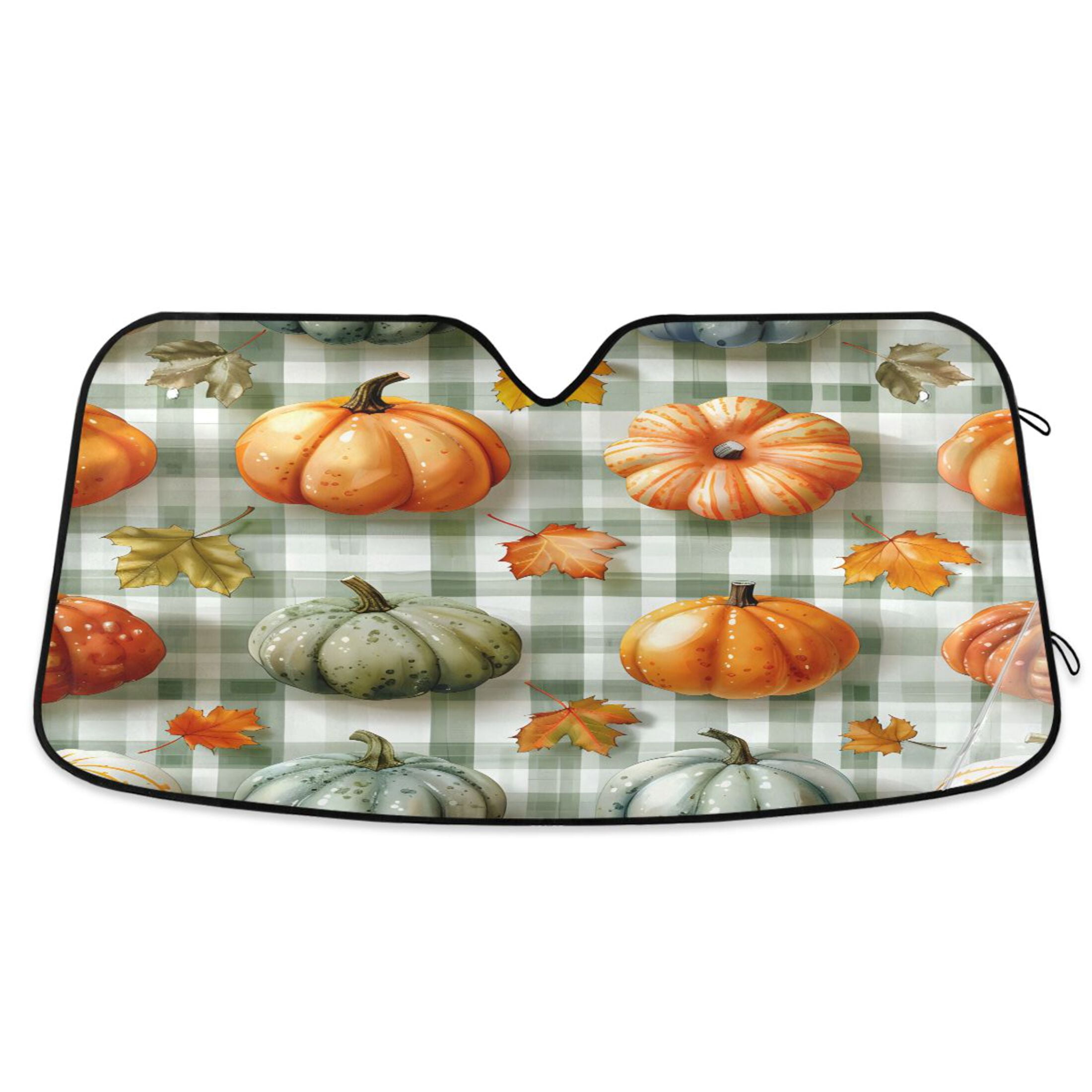 ALAZA Pumpkins Autumn Leaves Windshield Sun Shade Car Foldable Sun ...