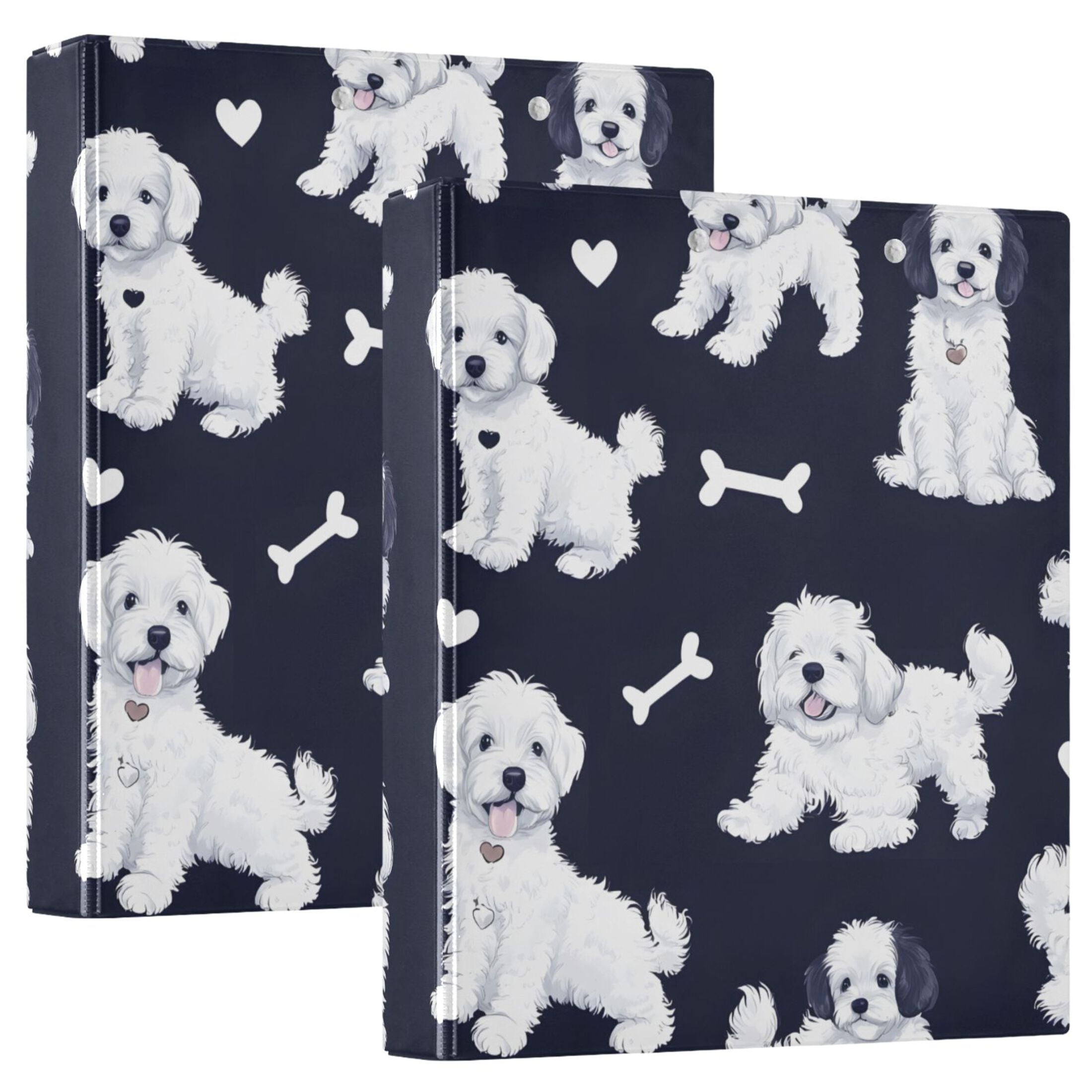 ALAZA Puppy Bones Hardcover 3 Ring Binder 1.5" Round Rings Interior ...