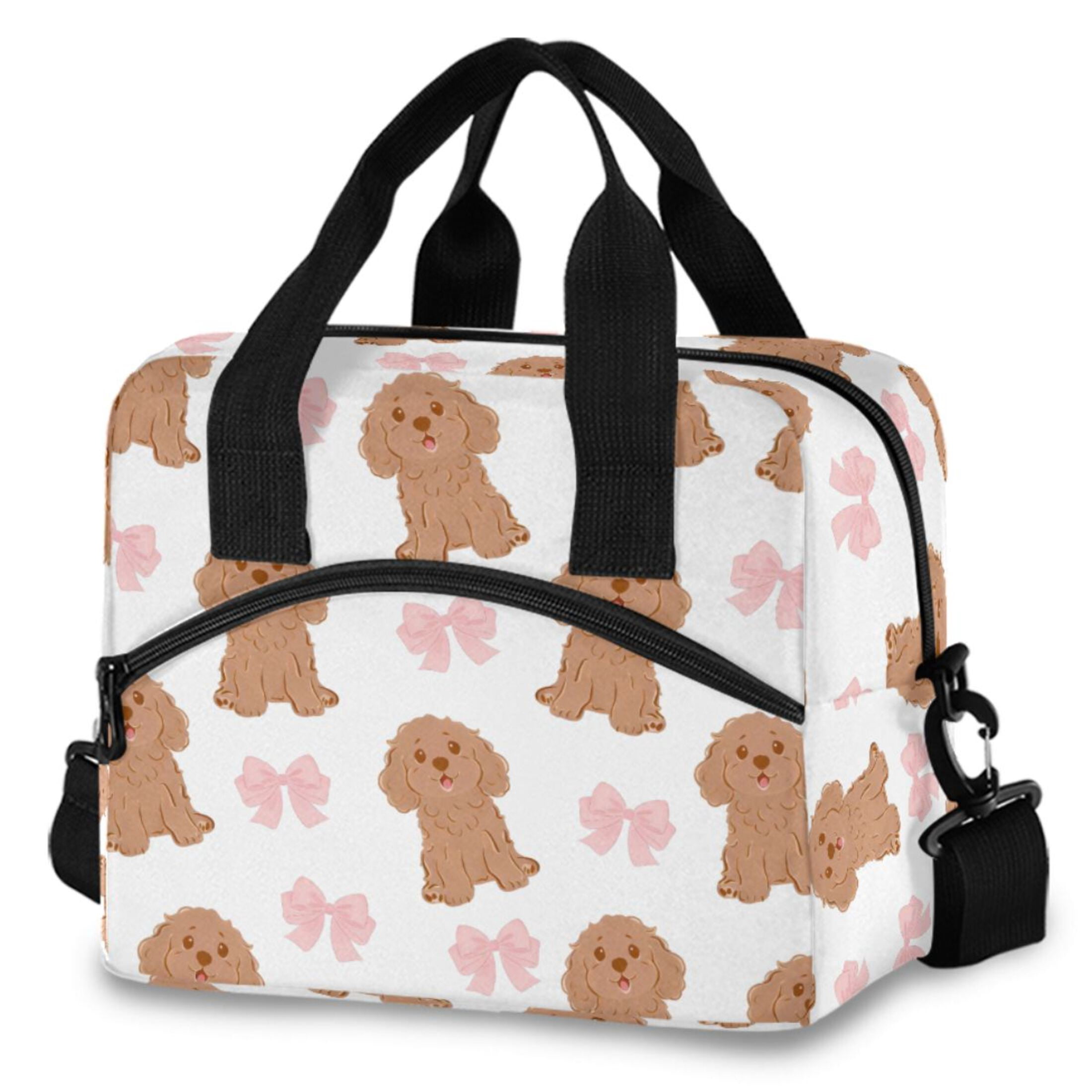 ALAZA Puppy Dog Bow Insulated Lunch Box Large Reusable Cooler Bag with ...