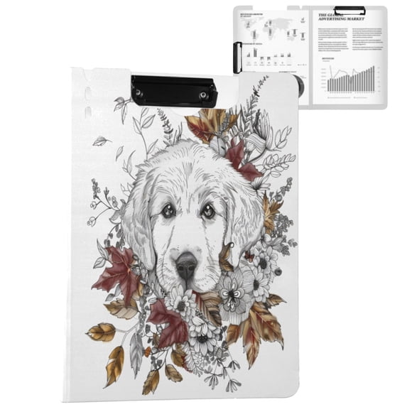 ALAZA Puppy Dog Leaf A4 Foldable Clipboard 360 Degree Folder Binder ...