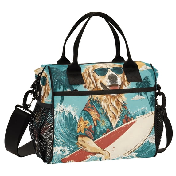 ALAZA Puppy Dog Surfboard Print Cooler Lunch Bag Insulated Reusable ...