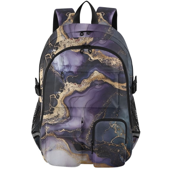 ALAZA Purple Black Marble Print Student Backpack School Bookbag Large ...