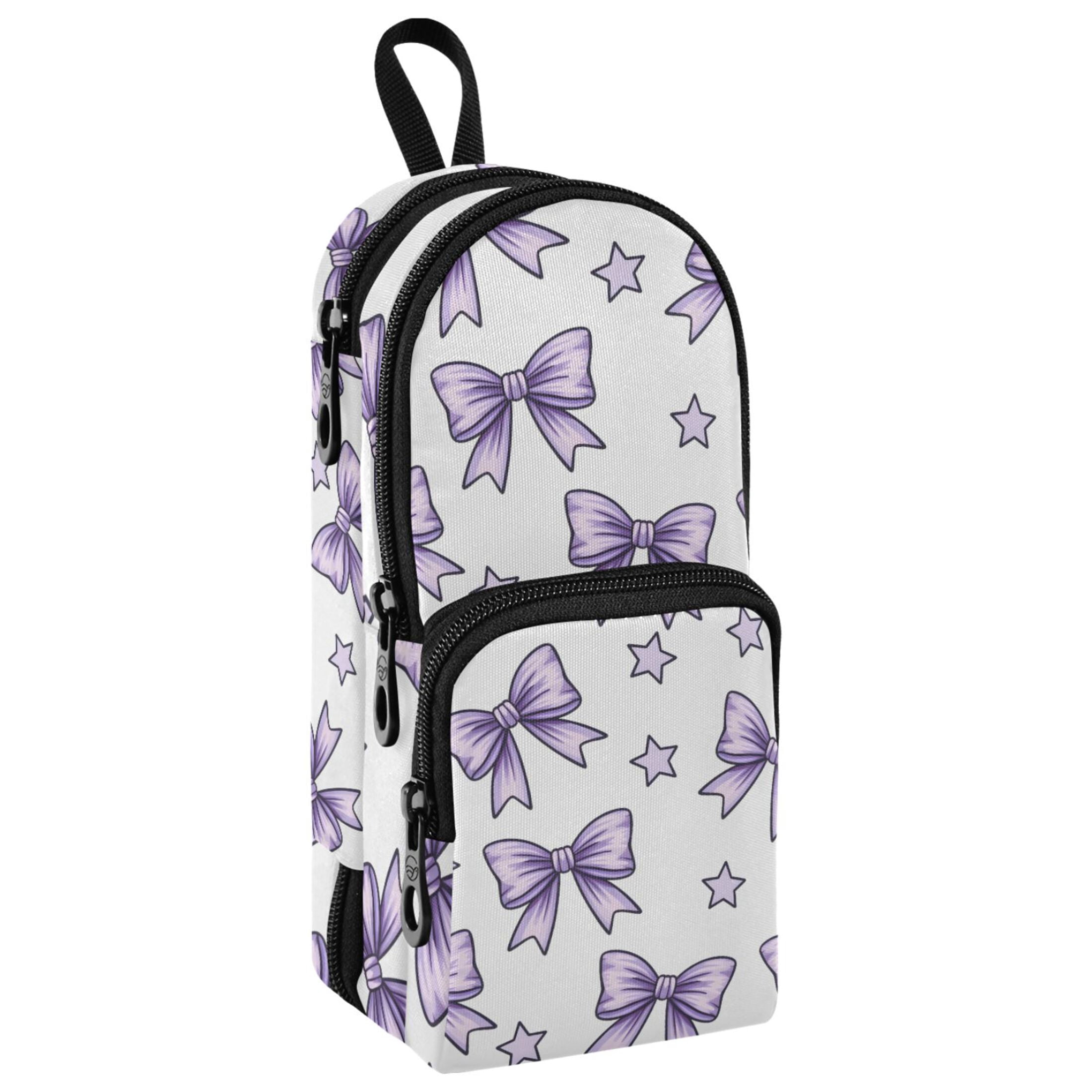 ALAZA Purple Bow Stars Pencil Case Pen Pouch Stationery Organizer Bag ...