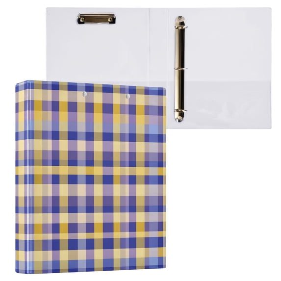 ALAZA Purple Checkered Hardcover 3 Ring Binder 1.5" D-Rings with ...