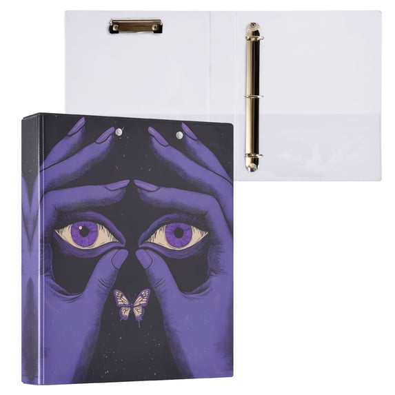 ALAZA Purple Eyes Fingers Hardcover 3 Ring Binder 1.5" D-Rings with ...