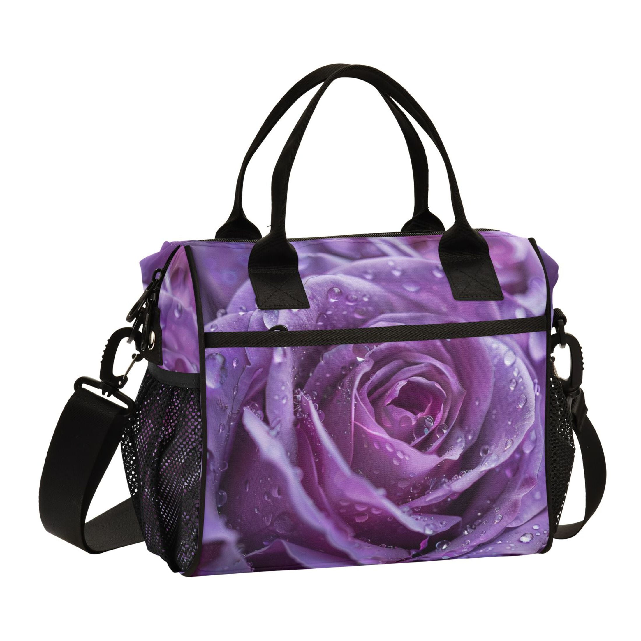 ALAZA Purple Rose Flowers Insulated Lunch Bag Reusable Tote Box ...