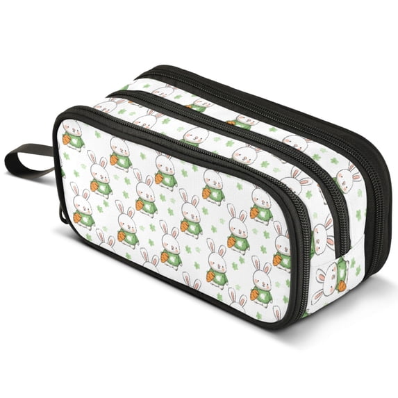 ALAZA Rabbit Carrots Pencil Case Bag Large 3 Compartment Pen Pouch ...