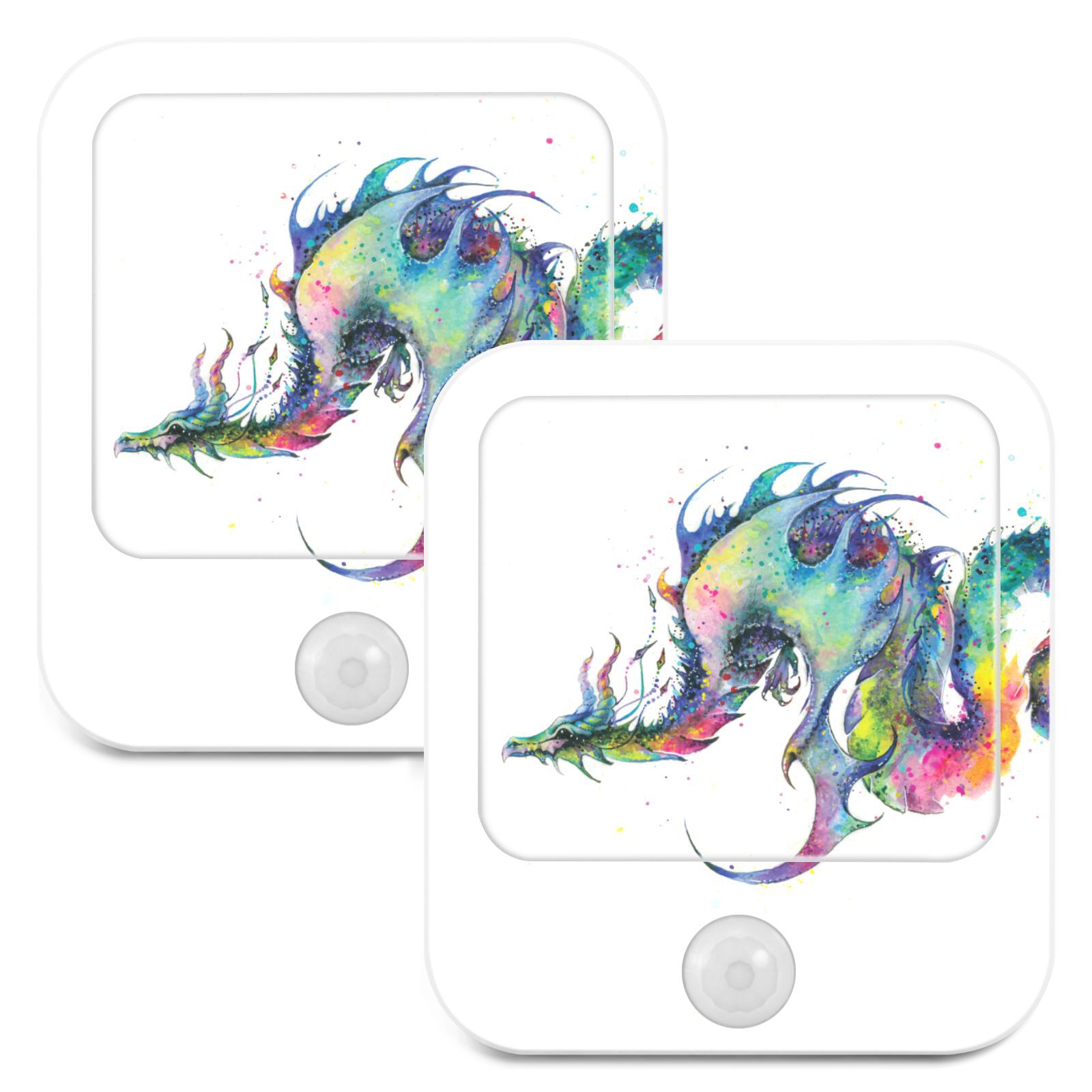 ALAZA Rainbow Dragon Watercolor Cute Night Lights Plug into Wall -2 ...