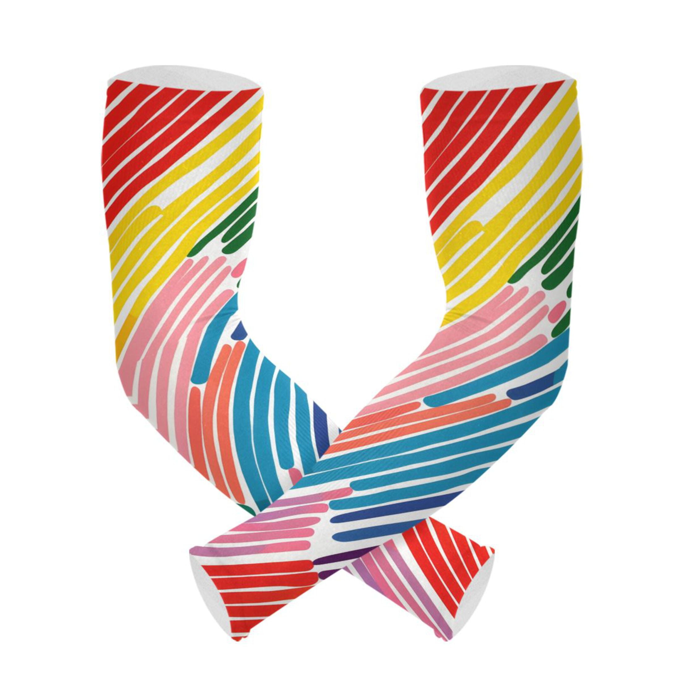 ALAZA Rainbow Geometric Stripes Print UV Sun Protection Arm Sleeves UPF ...