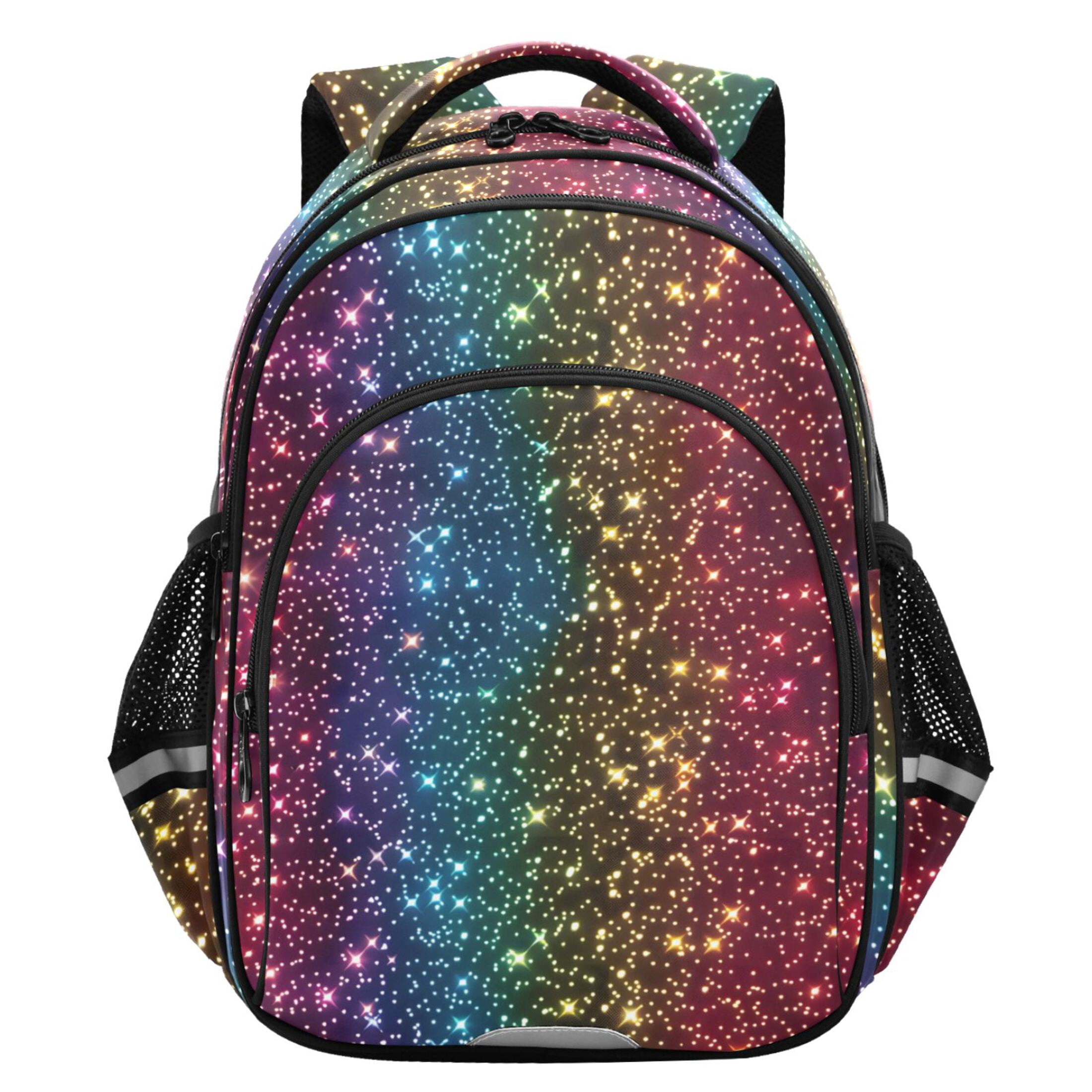 ALAZA Rainbow Glitter School Backpack Elementary Bag Student Bookbag ...