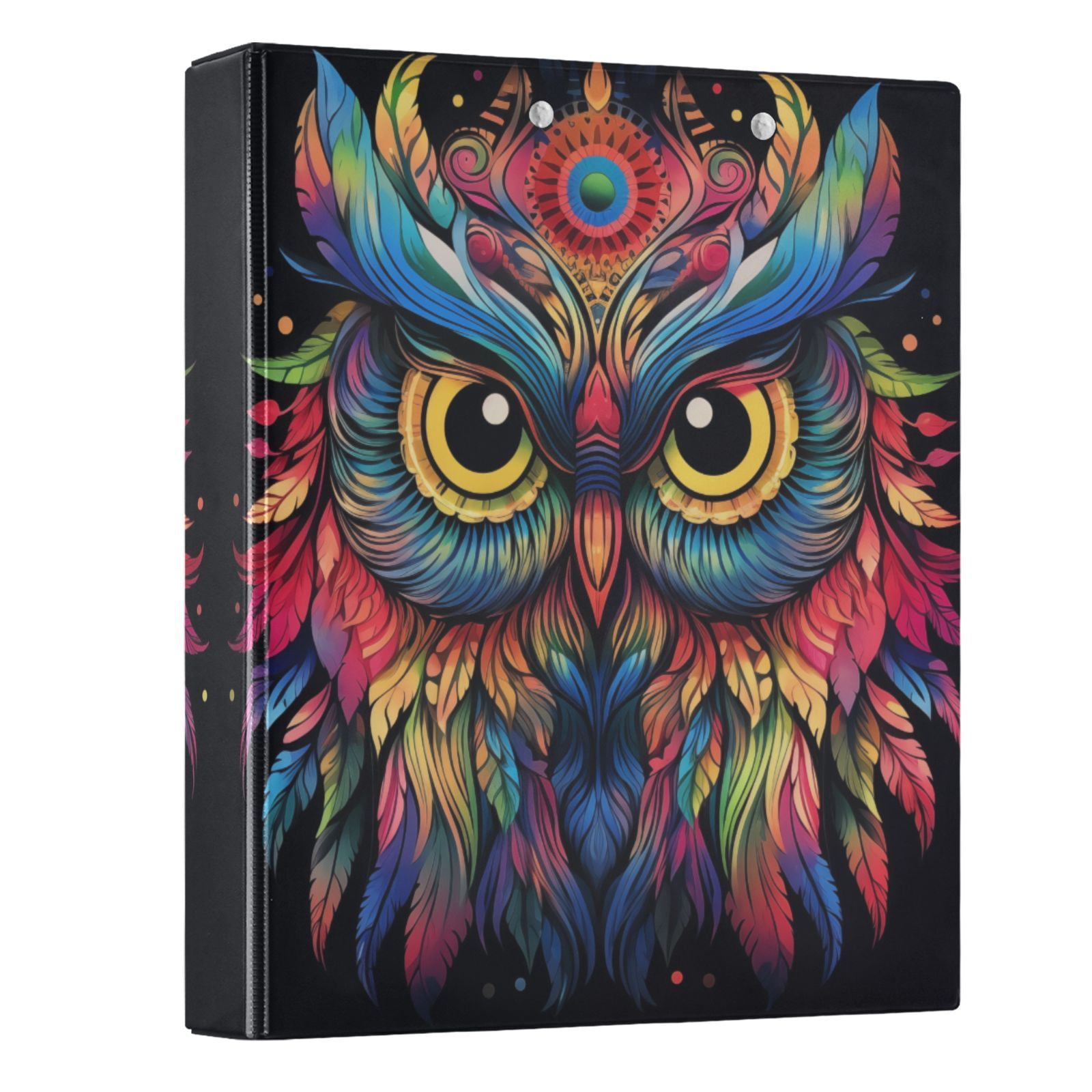 ALAZA Rainbow Owl Print Boho 3 Ring Binder 1.5 Inch Three Ring Office ...