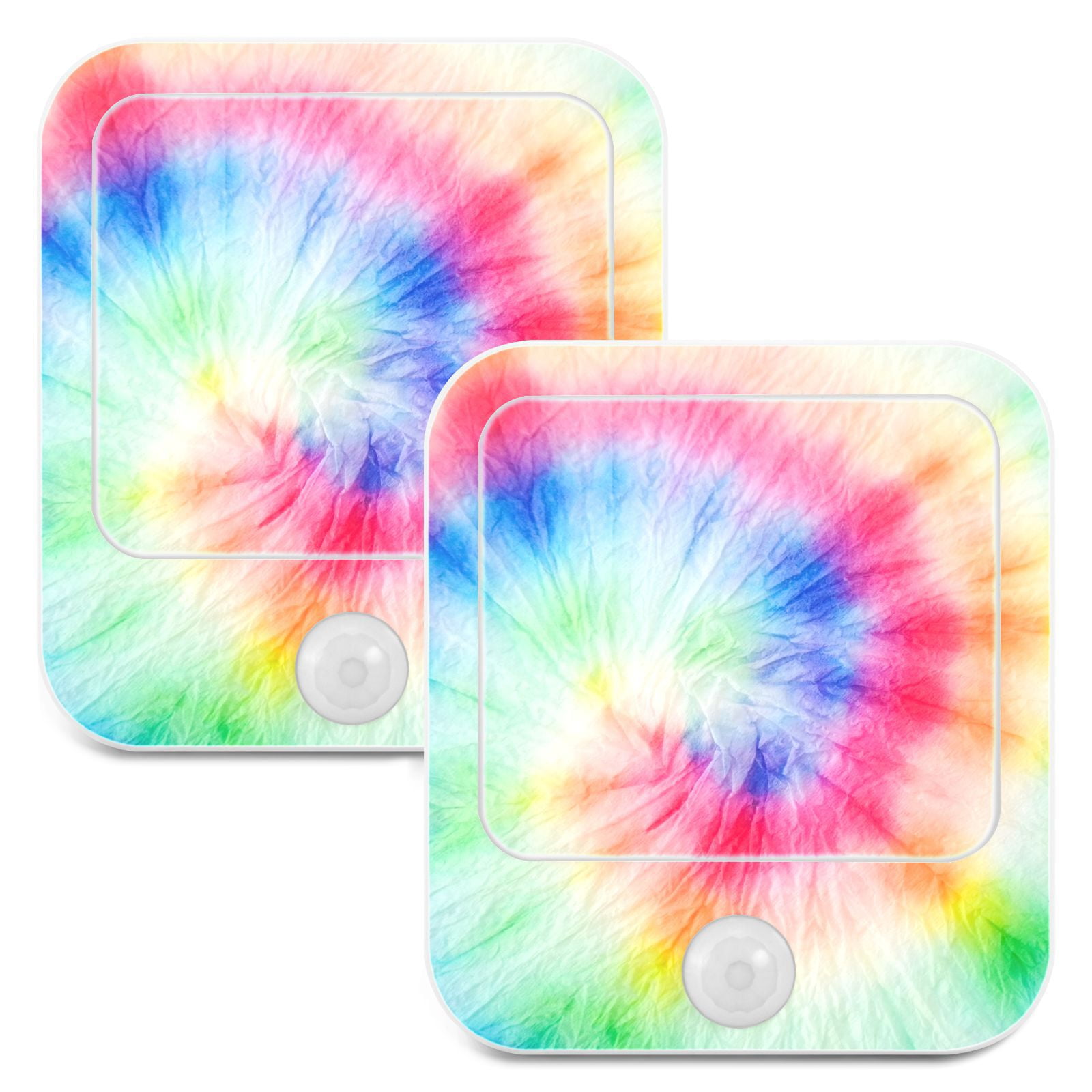ALAZA Rainbow Tie Dye Spiral Colorful Cute Night Lights Plug into Wall ...
