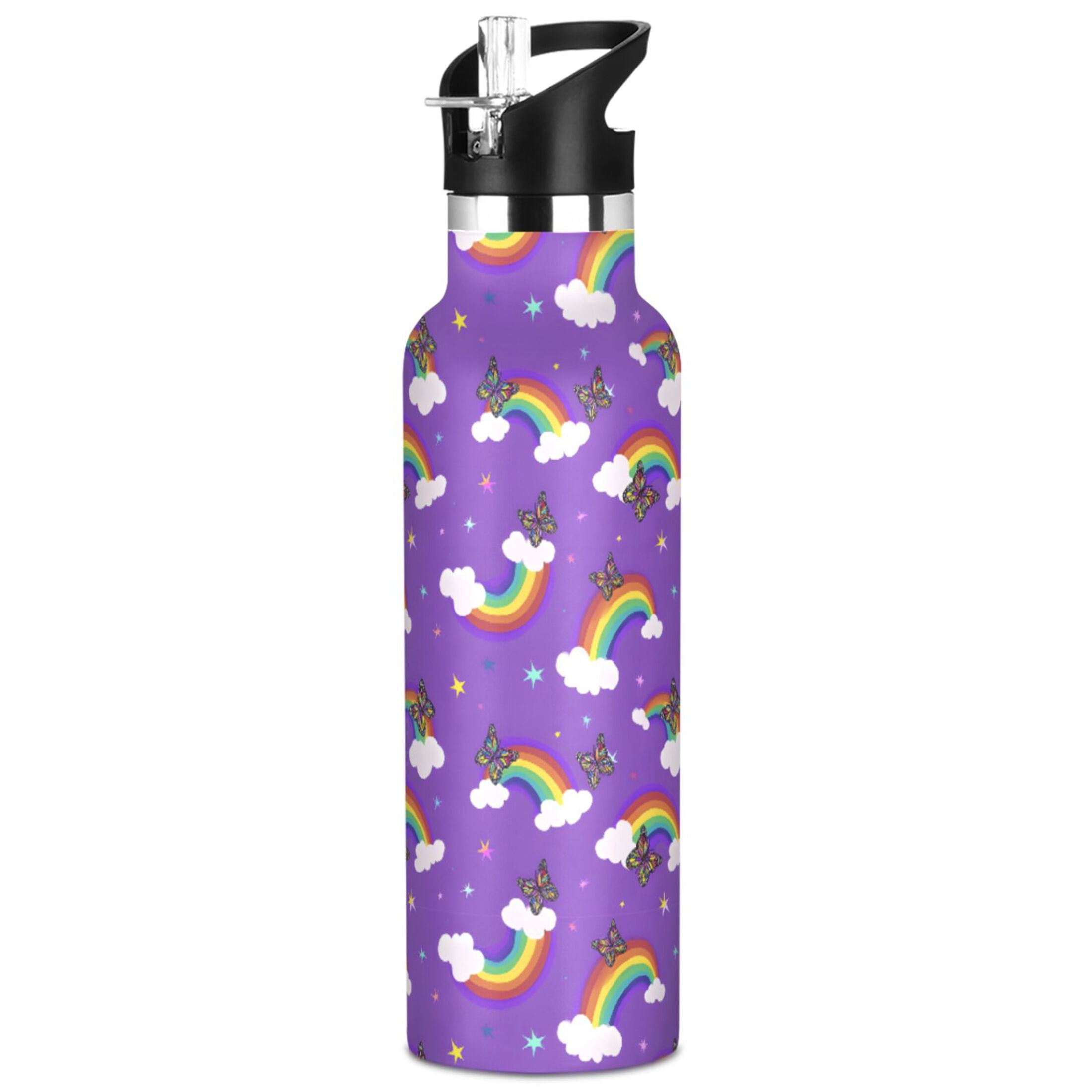 ALAZA Rainbows Butterfly Pattern Stainless Steel Water Bottle Vacuum ...