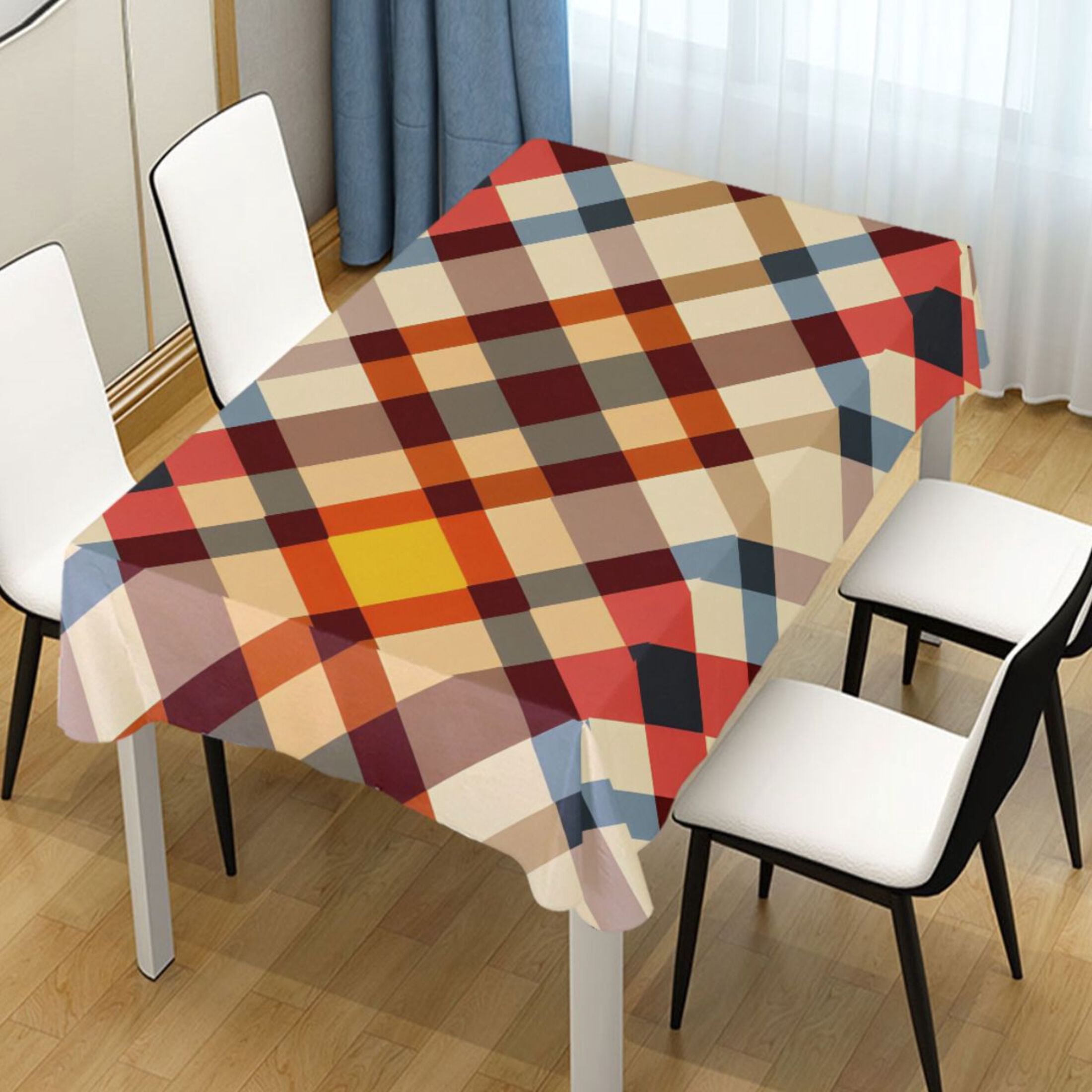 ALAZA Red Artistic Checkered Pattern Rectangle Tablecloth Tablecover ...