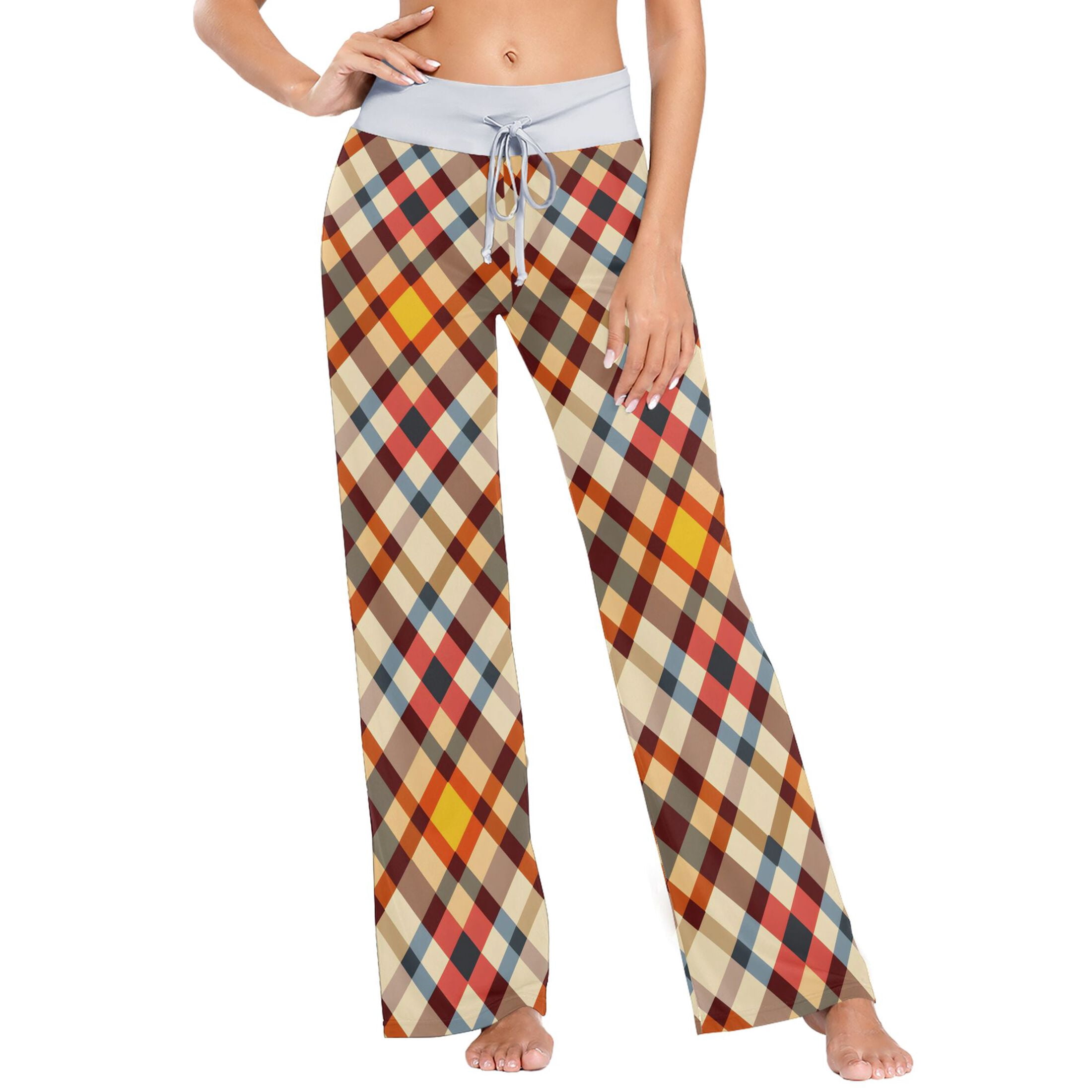 ALAZA Red Artistic Checkered Pattern Women's Comfy Pajama Pants ...