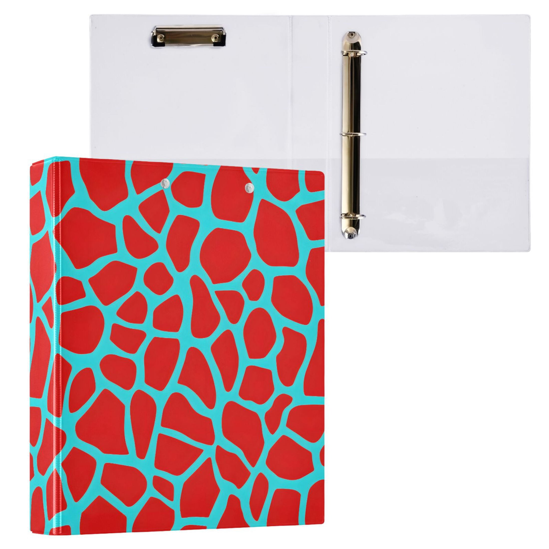 ALAZA Red Giraffe Pattern Hardcover 3 Ring Binder 1.5" D-Rings with ...