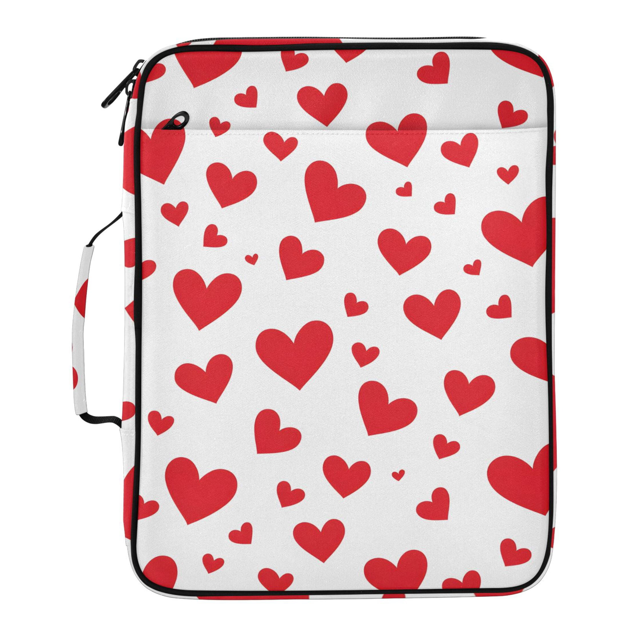 ALAZA Red Hearts Pattern Expanding Accordion File Folder 3 Ring Zipper ...