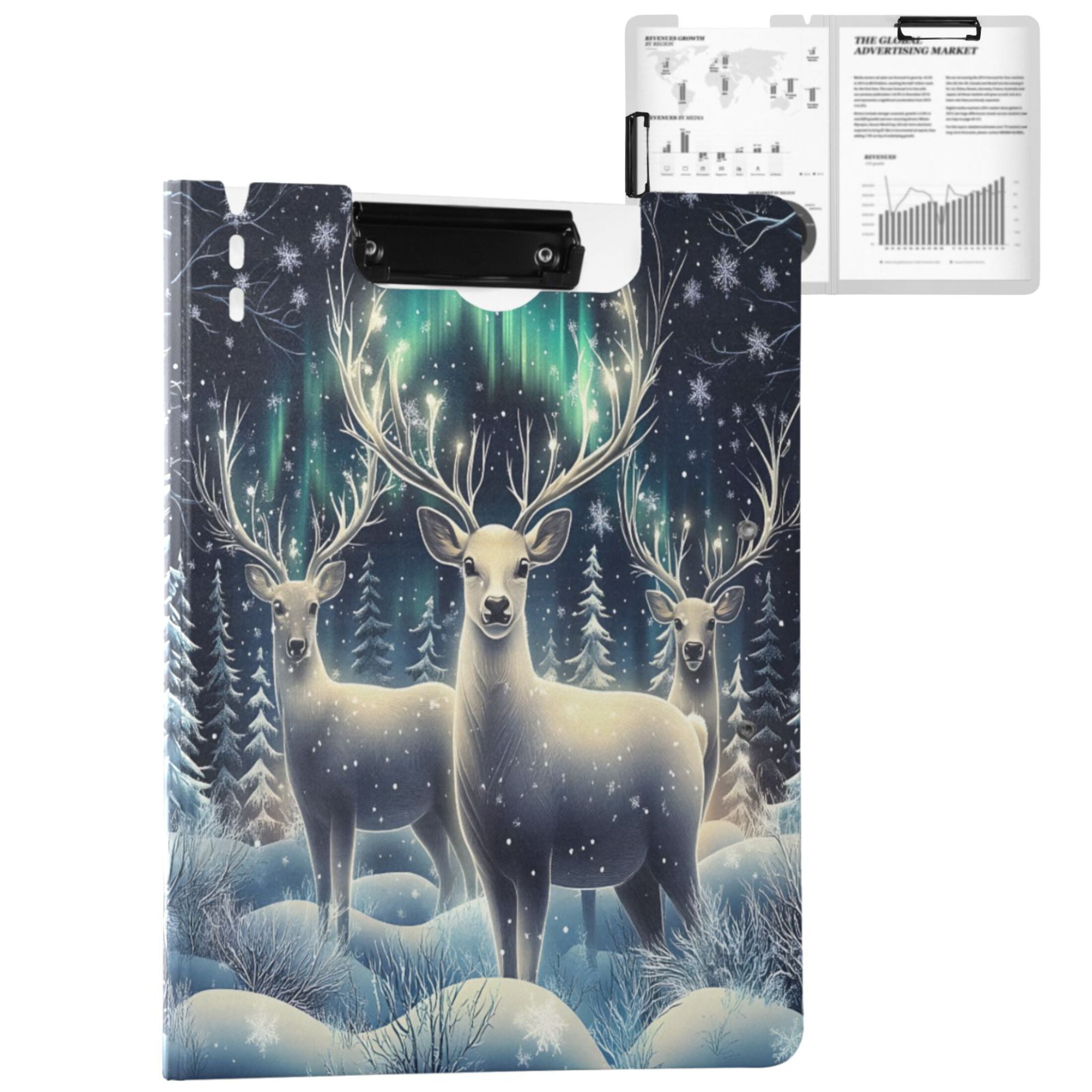 ALAZA Reindeer Snowflake on Winter A4 Foldable Clipboard 360 Degree ...