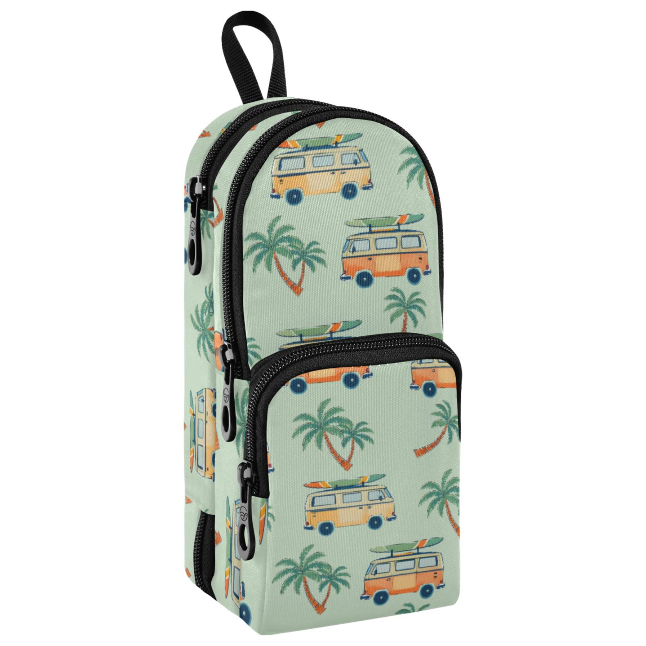 ALAZA Retro Bus Palm Tree Pencil Case Pen Pouch Stationery Organizer ...