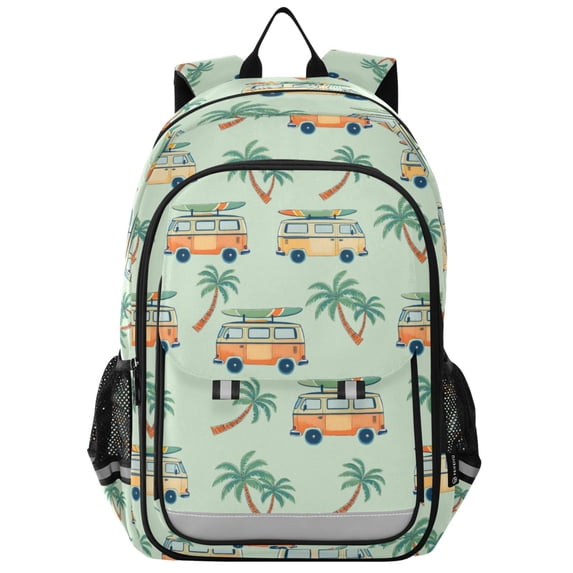 ALAZA Retro Bus Palm Tree School Laptop Backpack Travel Bag Casual ...