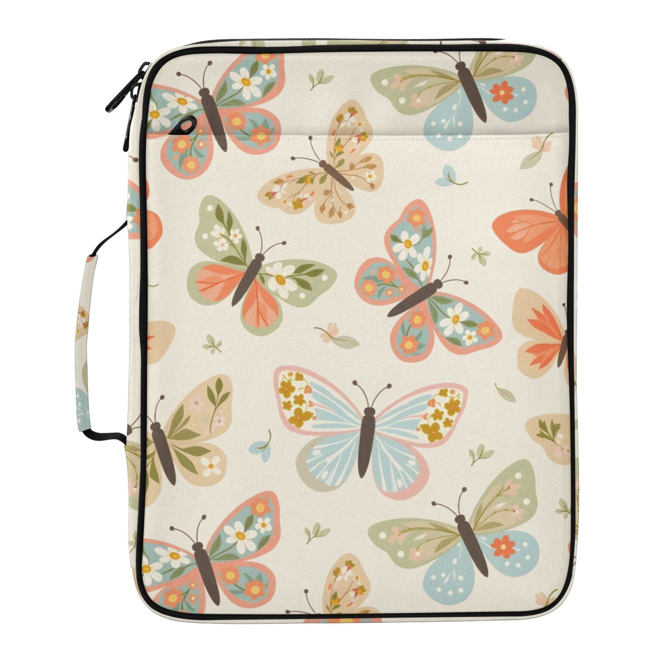 ALAZA Retro Butterfly Pattern Expanding Accordion File Folder 3 Ring ...