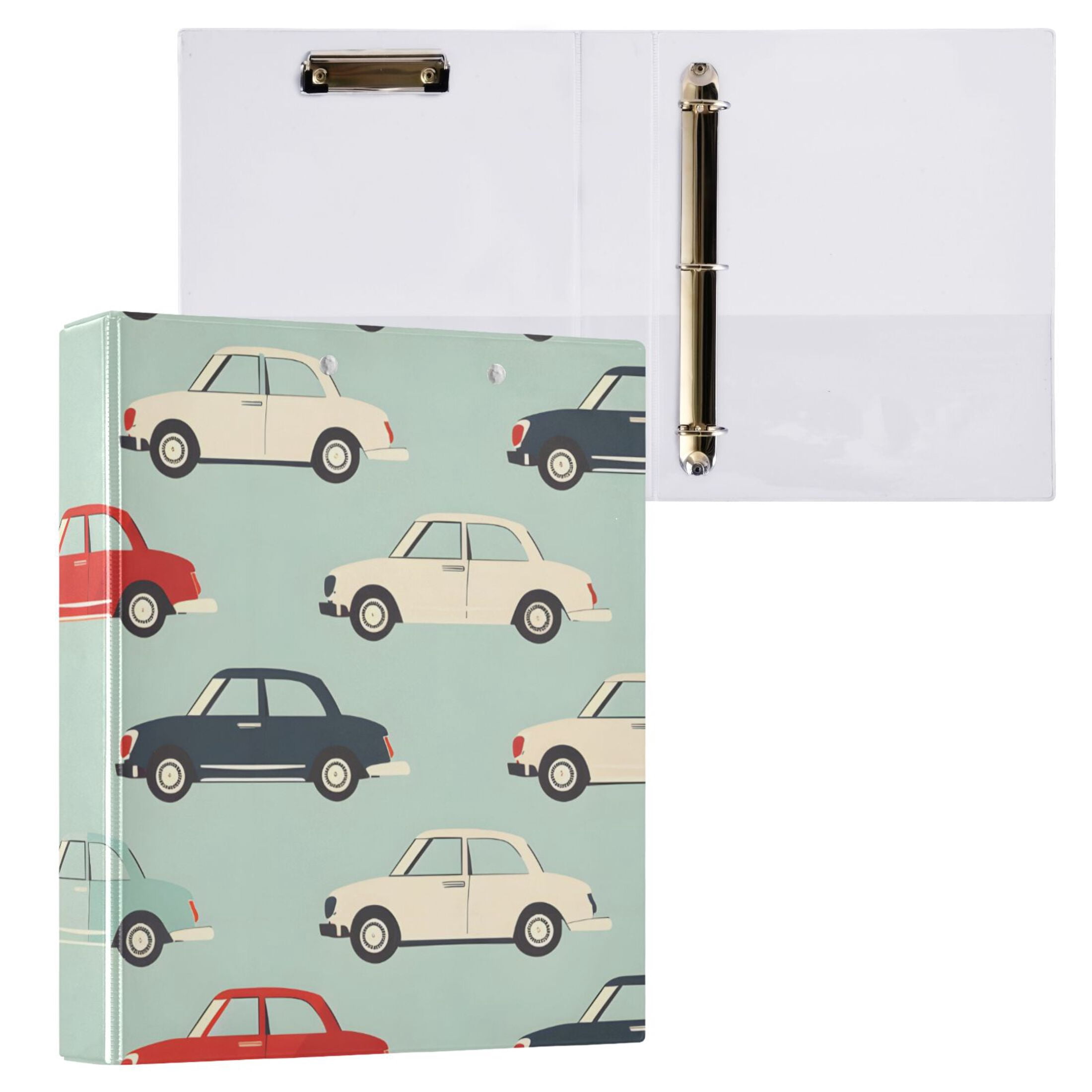 ALAZA Retro Cars Hardcover 3 Ring Binder 1.5" Round Rings Interior ...