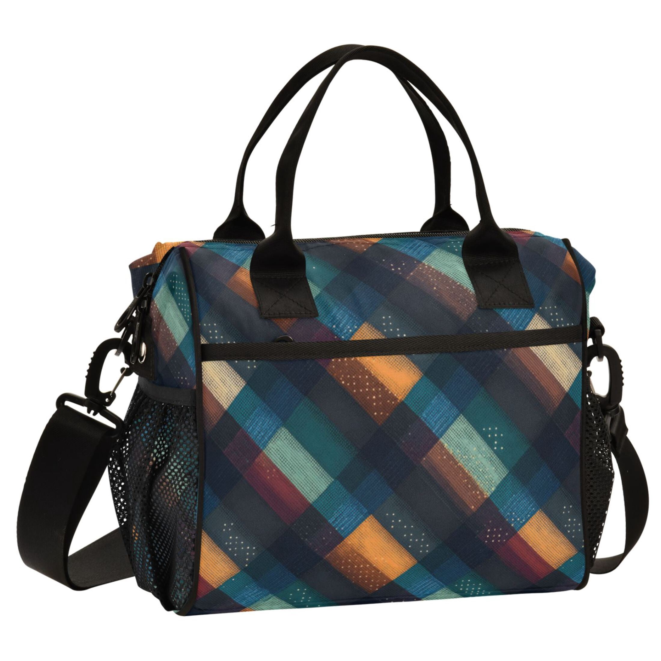 ALAZA Retro Checkered Print Cooler Lunch Bag Insulated Reusable Lunch ...