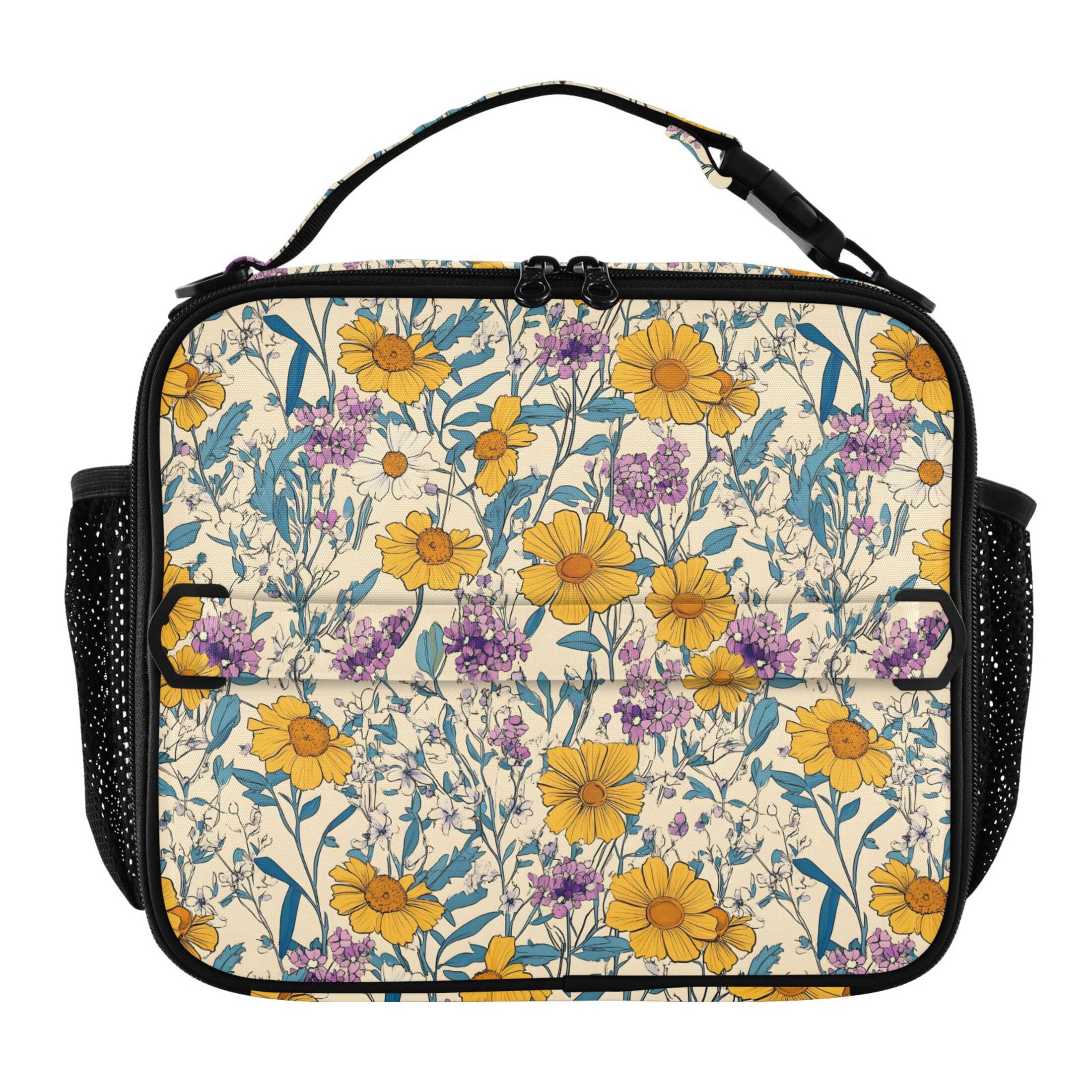 ALAZA Retro Flowers Lunch Box Insulated Lunch Bag Cooler Tote with ...