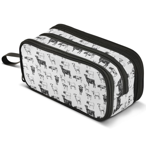 ALAZA Retro Highland Cows Pencil Case Bag Large 3 Compartment Pen Pouch ...