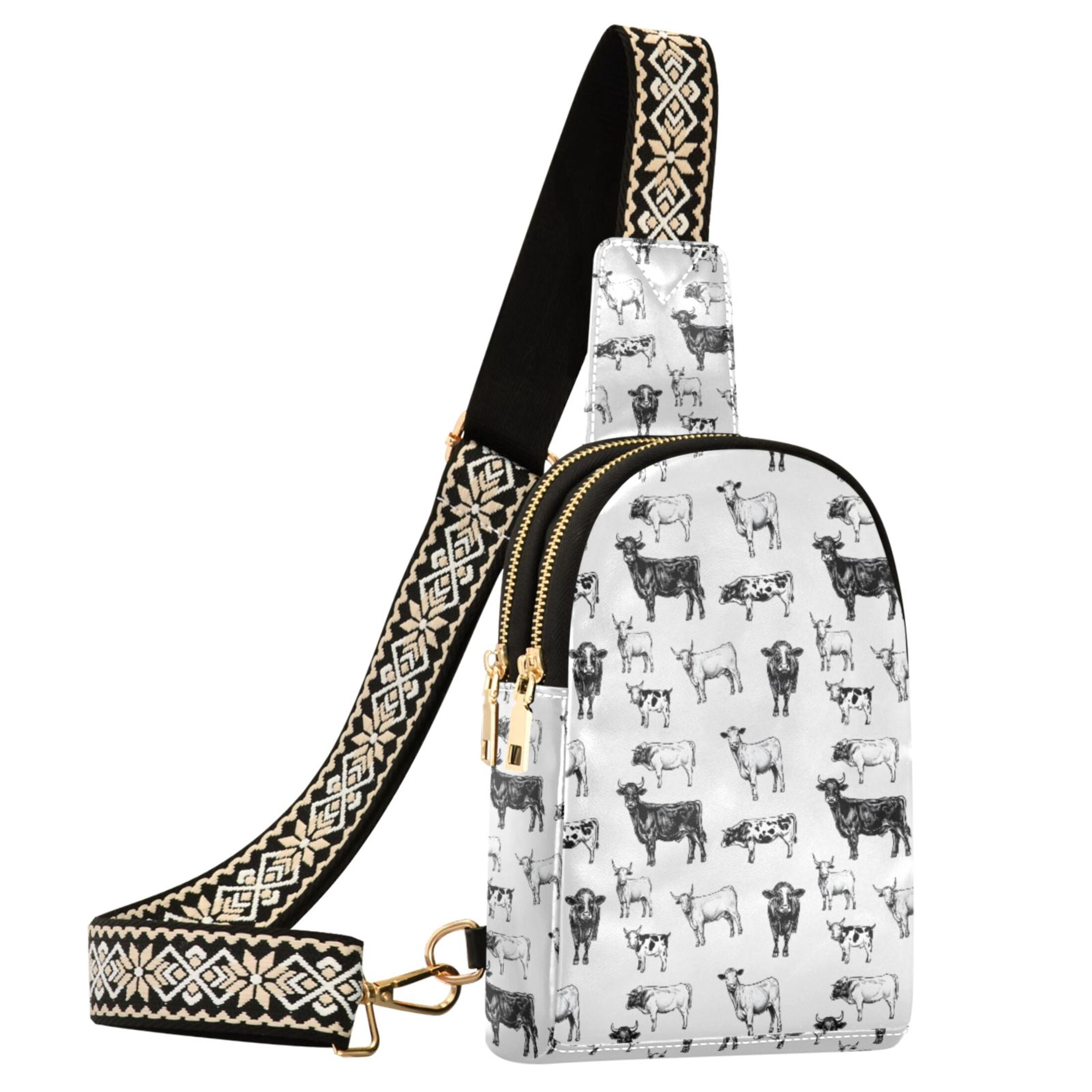 ALAZA Retro Highland Cows Sling Bag for Women Men Waterproof Crossbody ...