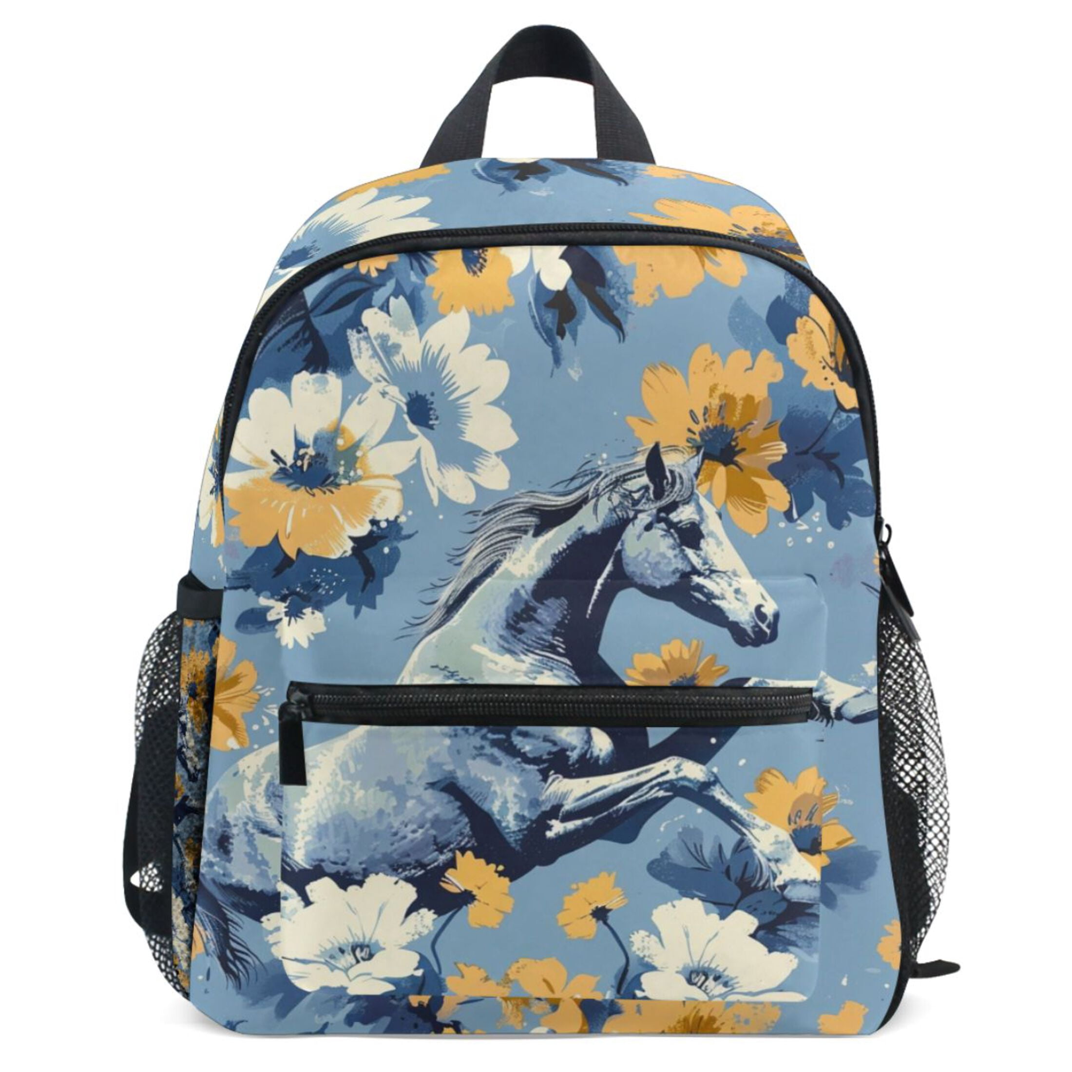 ALAZA Retro Horse in Flowers Pattern School Backpack Student Bookbag ...