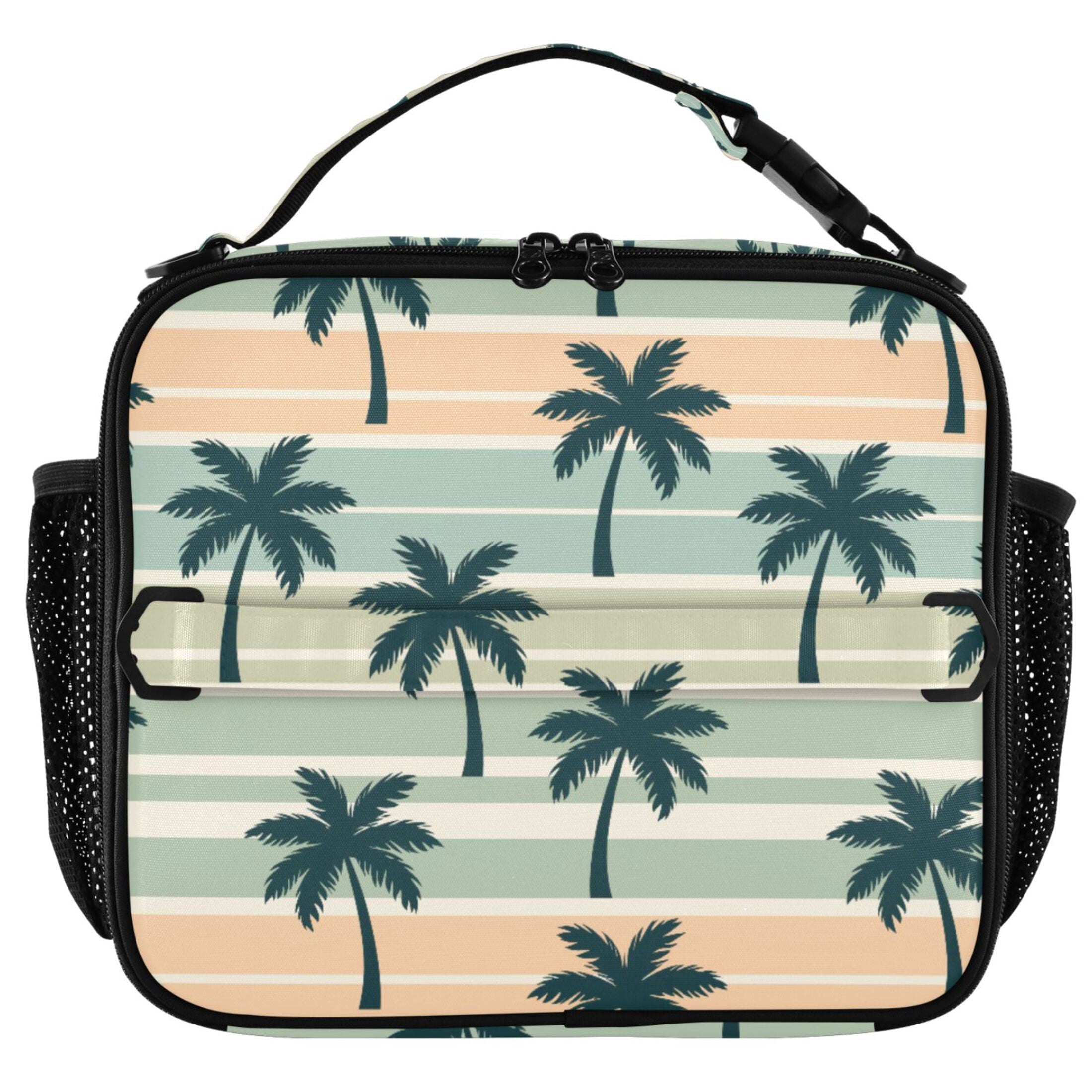 ALAZA Retro Palm Tree Insulated Lunch Box Lunch Bag Cooler Tote with ...