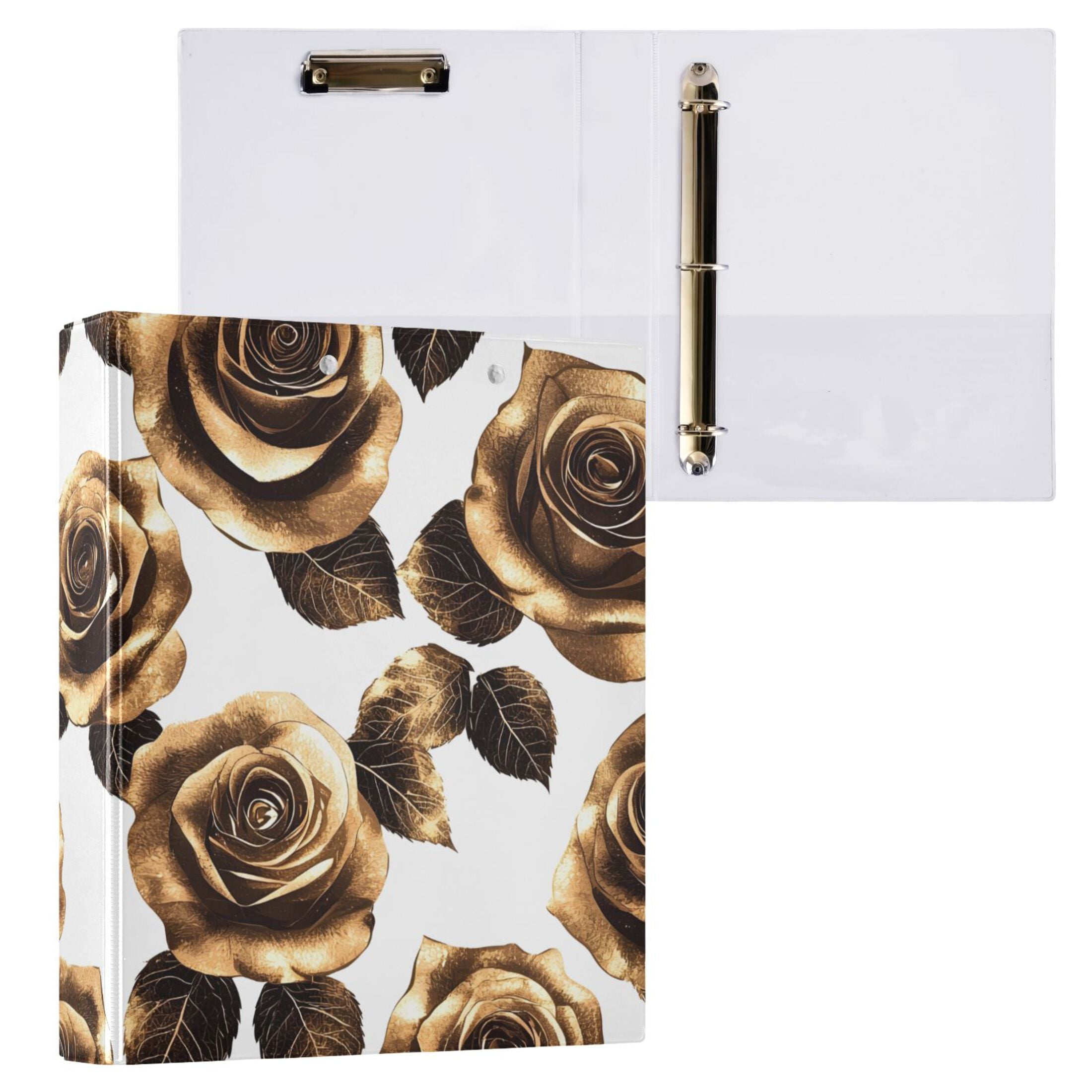 ALAZA Retro Rose Flower-1 Hardcover 3 Ring Binder 1.5" Round Rings ...