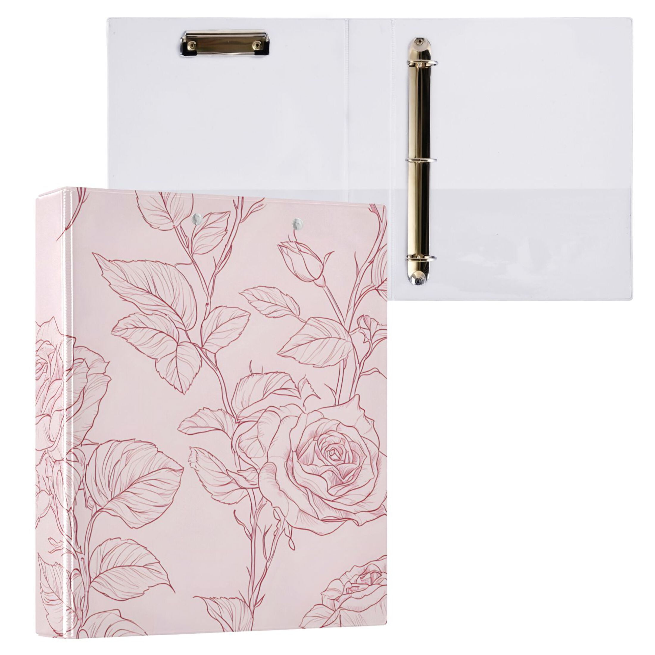 ALAZA Retro Rose Flower Hardcover 3 Ring Binder 1.5" Round Rings ...